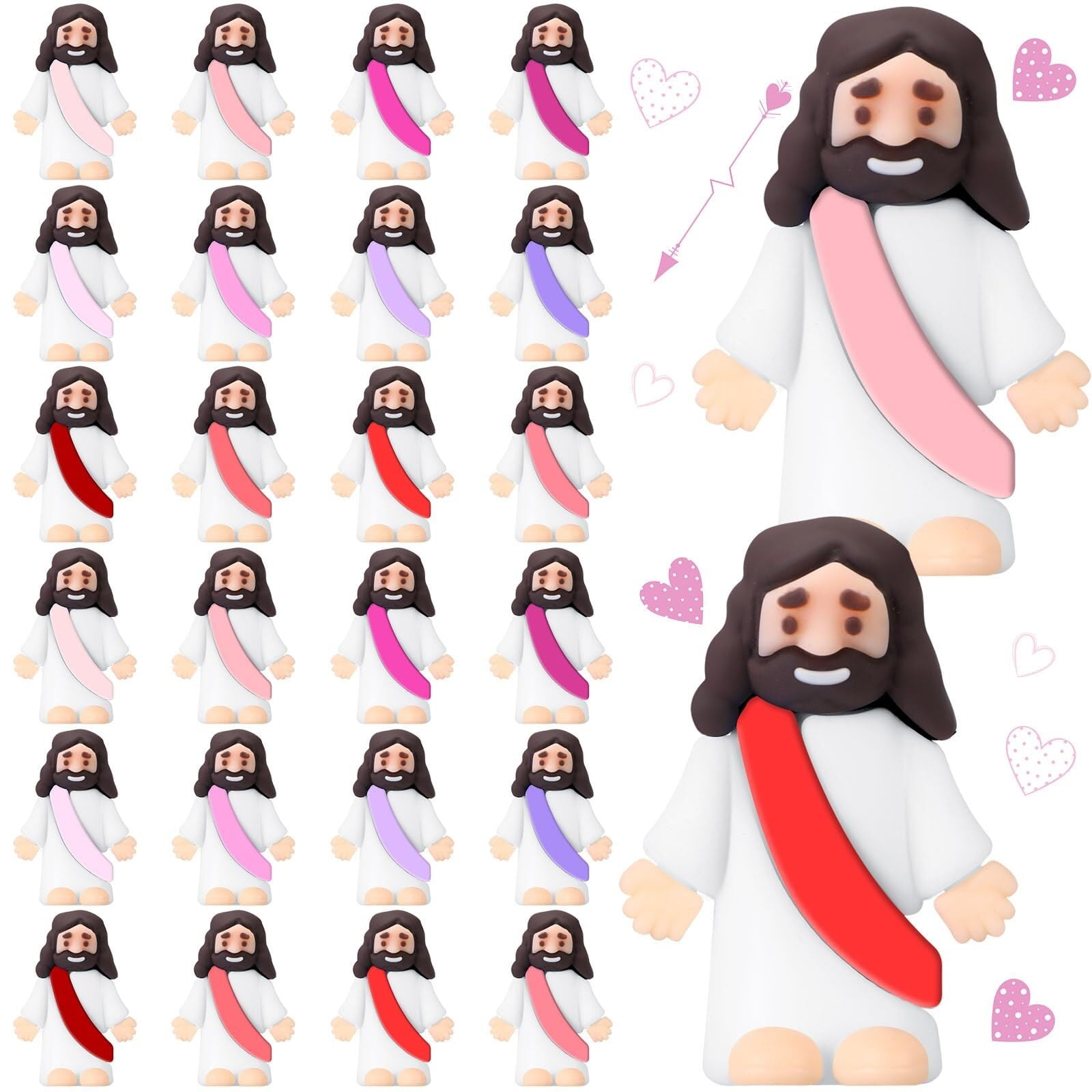 25 Pcs Little Jesus Figures Original Design Mini Rubber Jesus Toys to ...
