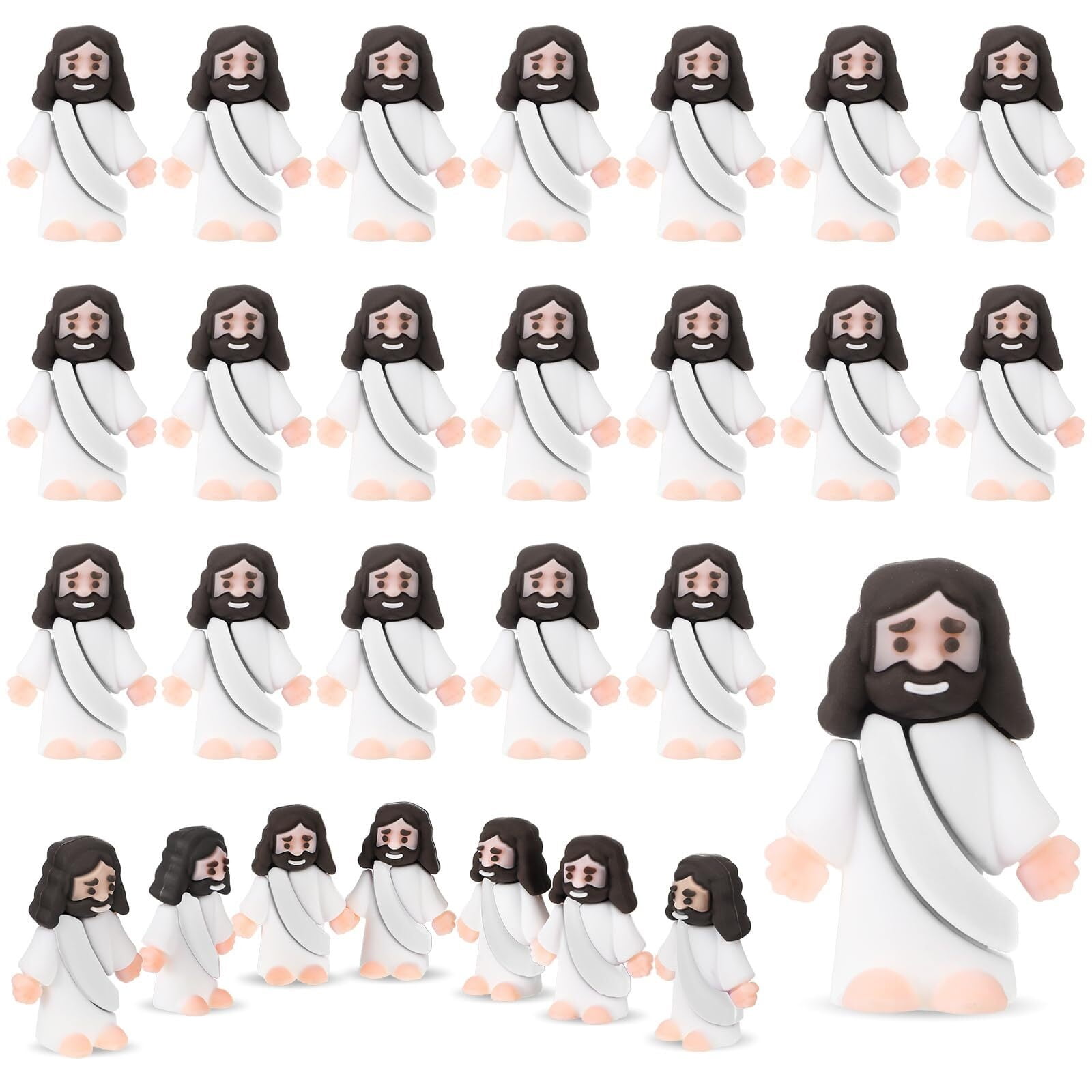25 Pcs Little Jesus Figures Original Design Mini Rubber Jesus Toys to ...