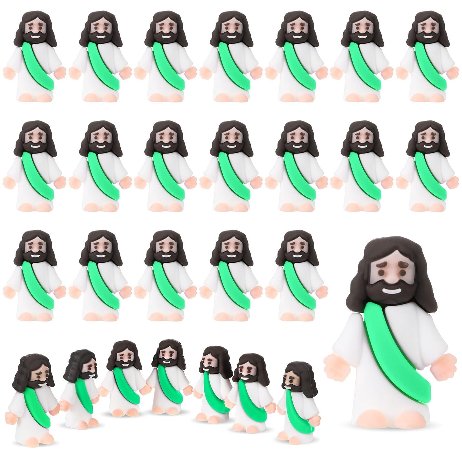 25 Pcs Little Jesus Figures Original Design Mini Rubber Jesus Toys to ...