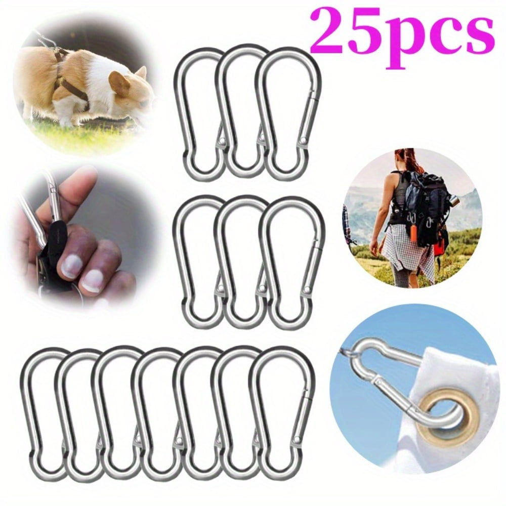 25 Pcs M5 Carabiner Clips, 5x50mm Carbon Steel Zinc Plated Spring Snap ...
