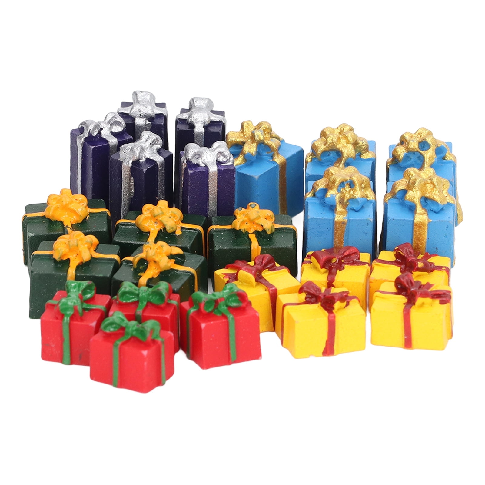 25 Pcs Mini Boxes Ornaments, Resin Christmas Packages Figurine Set ...