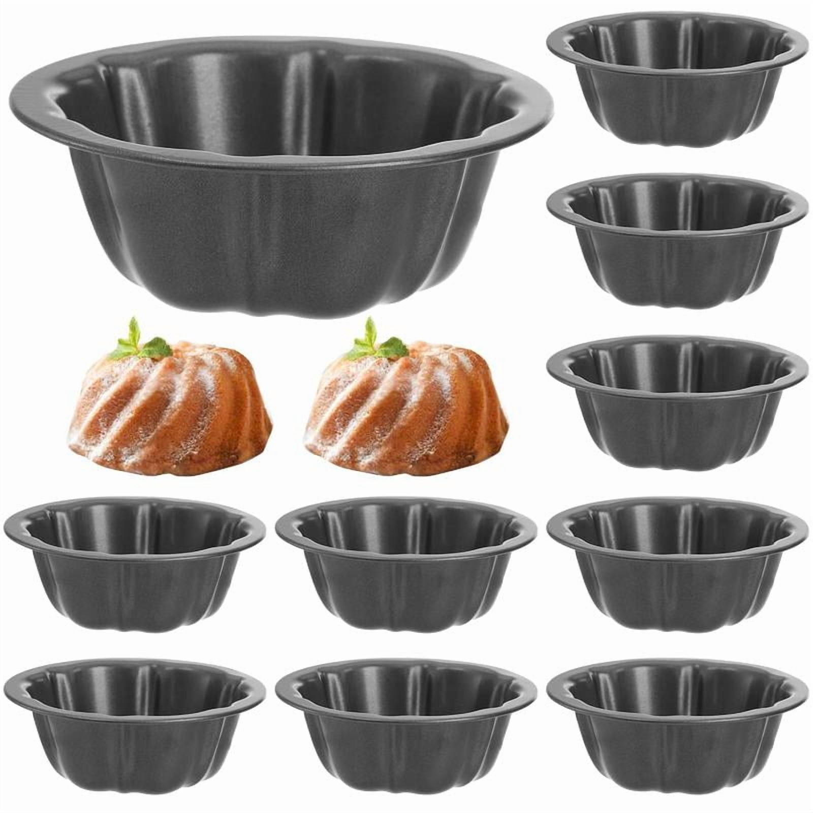 25 Pcs Mini Fluted Tube Pan Cake Pans, 4 Inch Carbon Steel Mini Flan ...