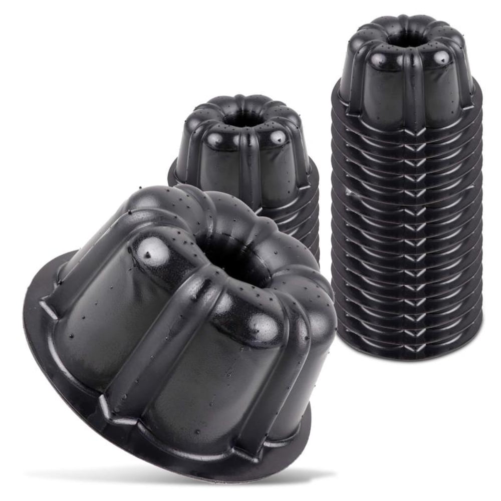 25 Pcs Mini Fluted Tube Pan Cake Pans, 4 Inch Carbon Steel Mini Flan ...