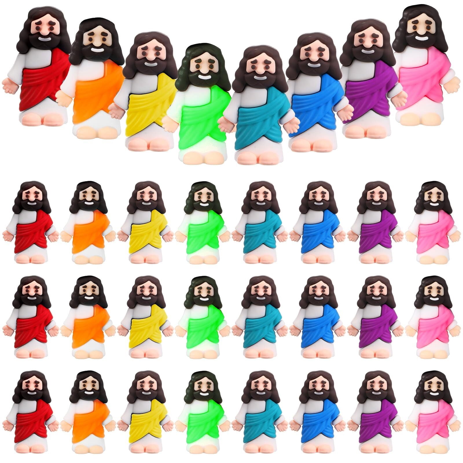25 Pcs Mini Jesus Figurines Bulk Original Design Rubber Mini Jesus ...