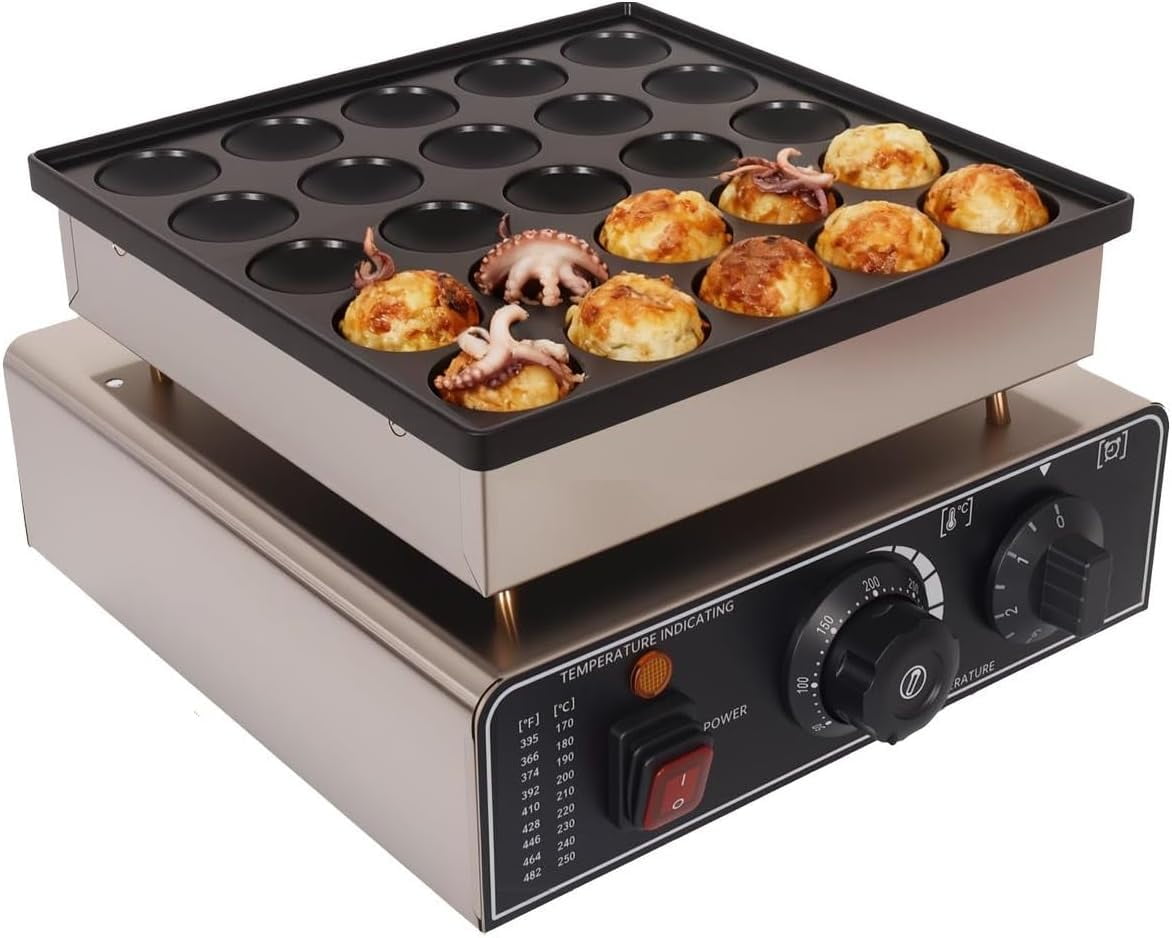 25 Pcs Mini Waffle Pancake Maker, 110V 900W Non Stick Mold with ...