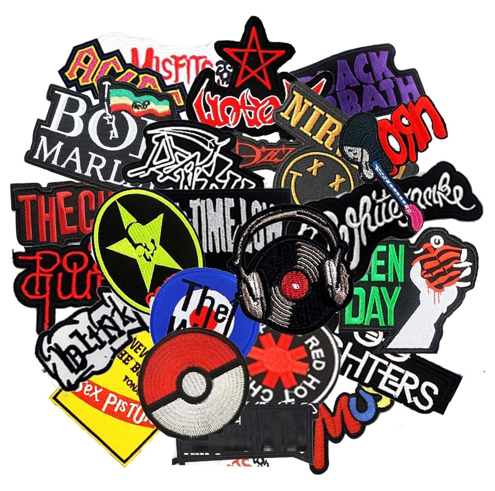 25 Pcs Mixed Rock Band Patches Iron On Rock Music Badges Hippie Punk ...