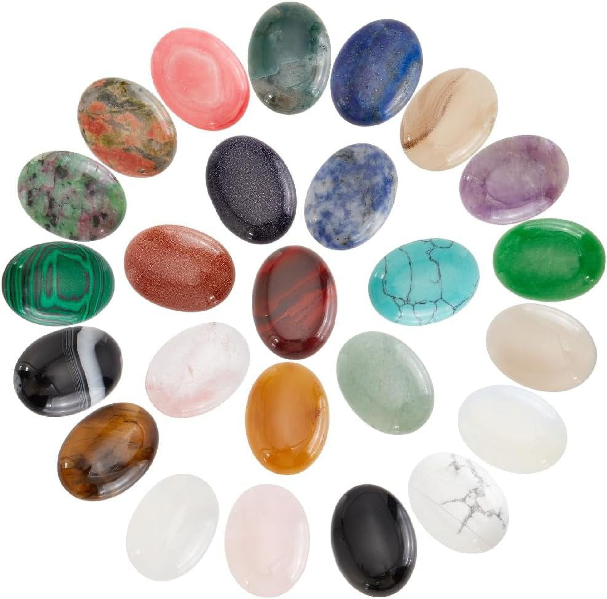 25 Pcs Oval Cabochon Flatback Semi-Precious Gemstones Beads Quartz ...