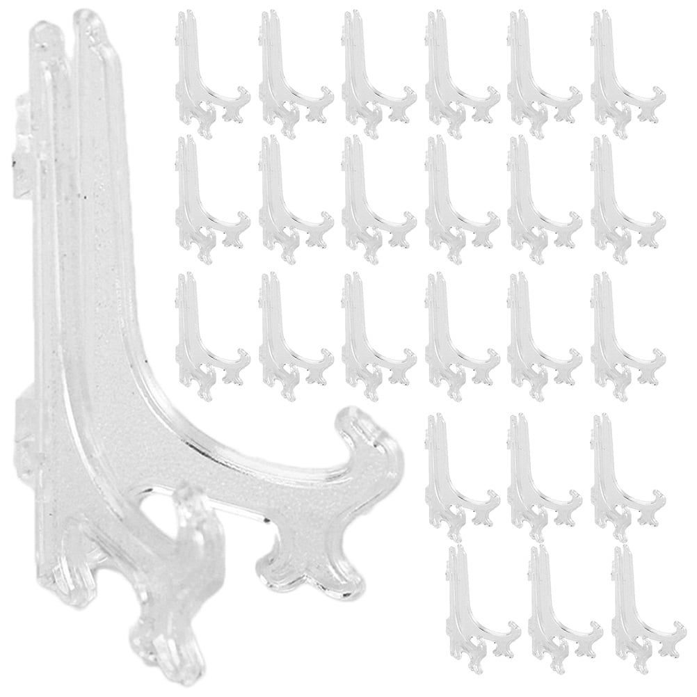 25Pcs Clear Easels Round Plate Stand for Pictures Display Transparent ...