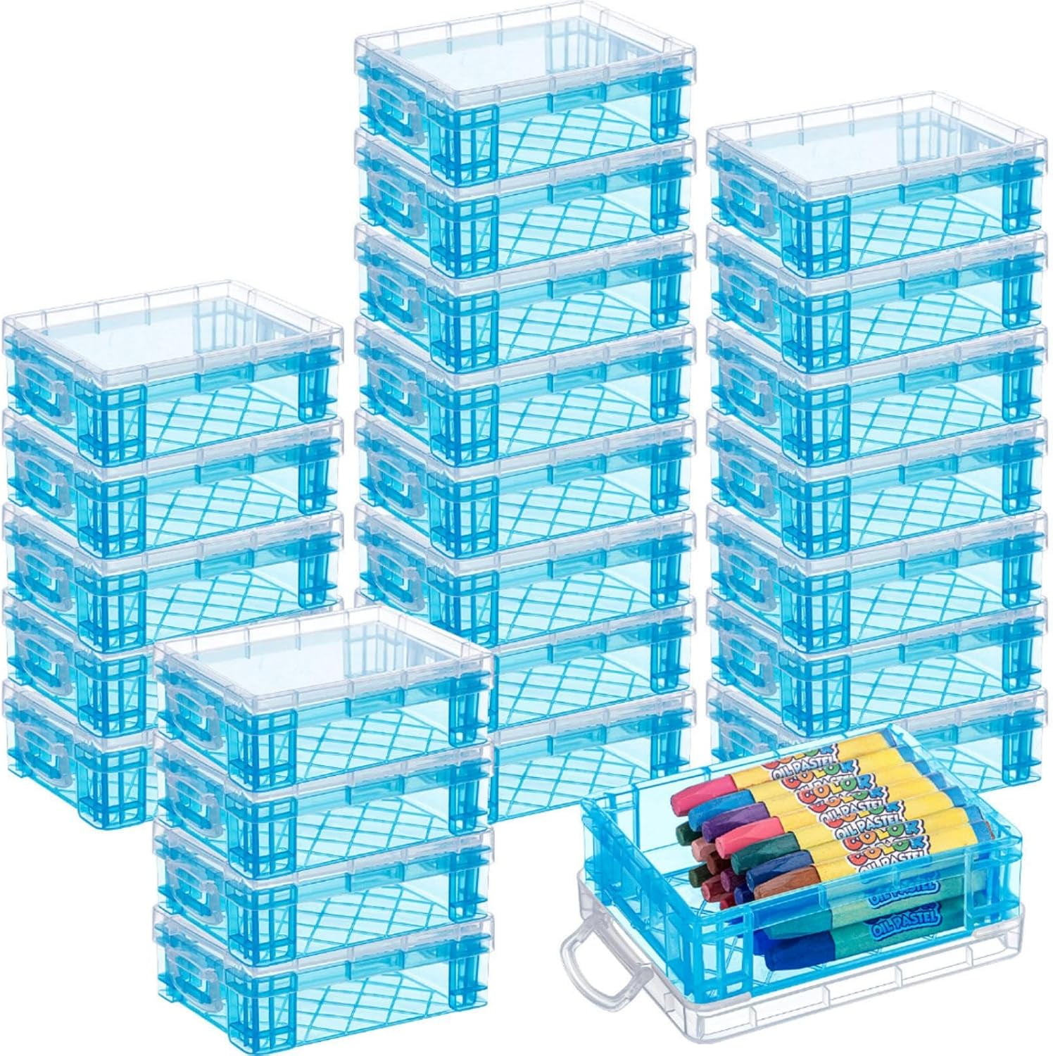 25 Pcs Plastic Crayon Boxes with Snap Lids Crayon Storage Organizer ...