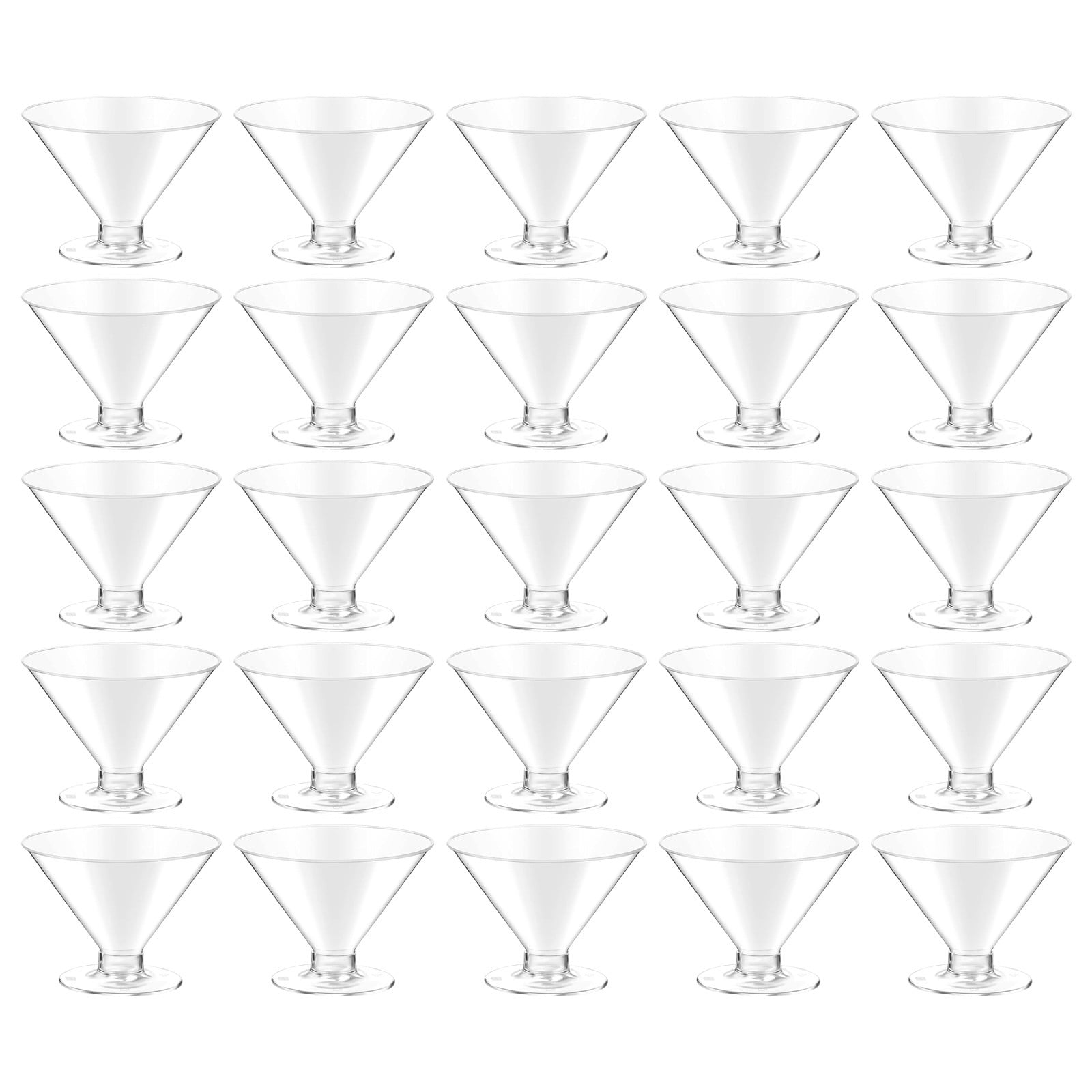 25 Pcs Plastic Martini Glasses Clear Cocktail Dessert Parfait Glasses ...