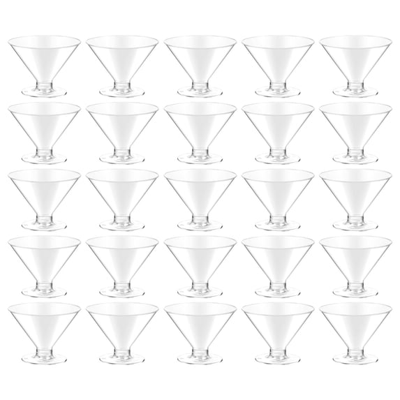 25 Pcs Plastic Martini Glasses Clear Cocktail Dessert Parfait Glasses ...
