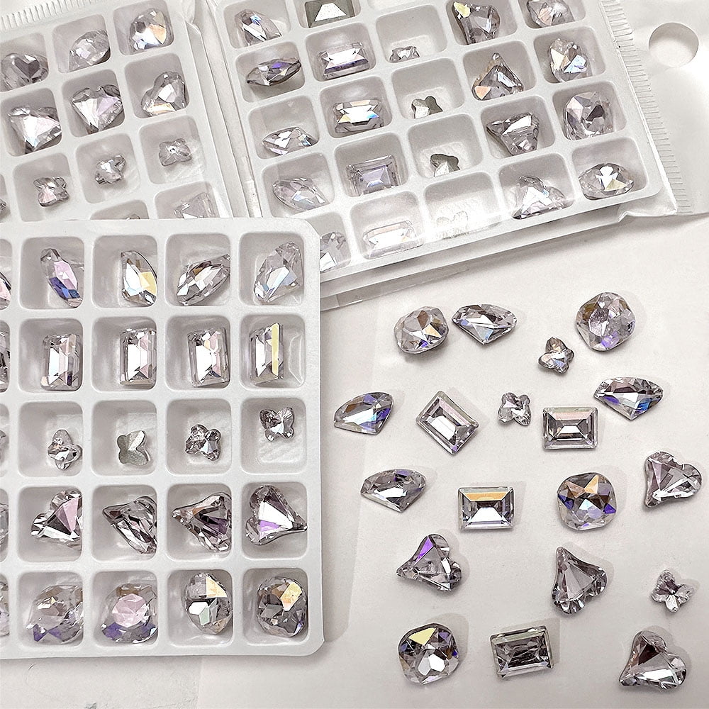 25 Pcs Pointed Back Nail Rhinestones Nail Gems,3D Shiny Butterfly Nail ...