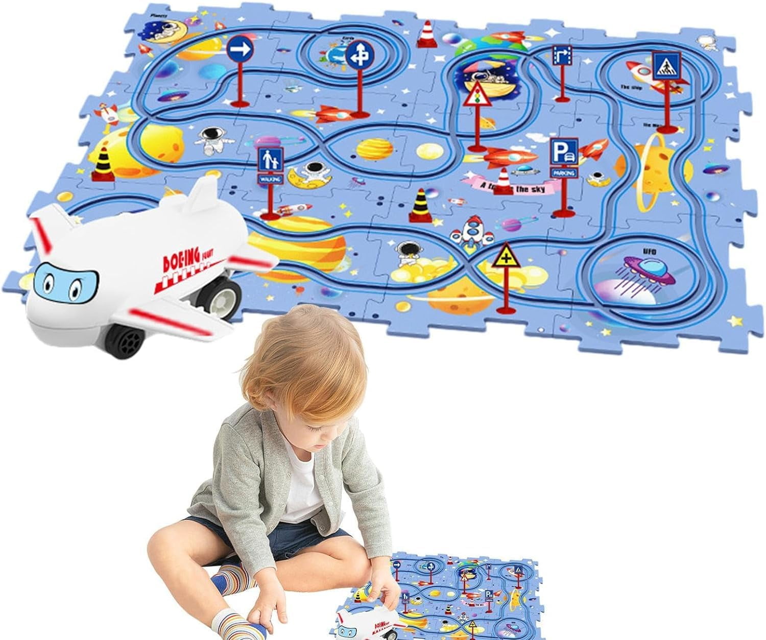 25 Pcs Puzzle Track Car Play Set, Trianu DIY Puzzle Tracks with ...