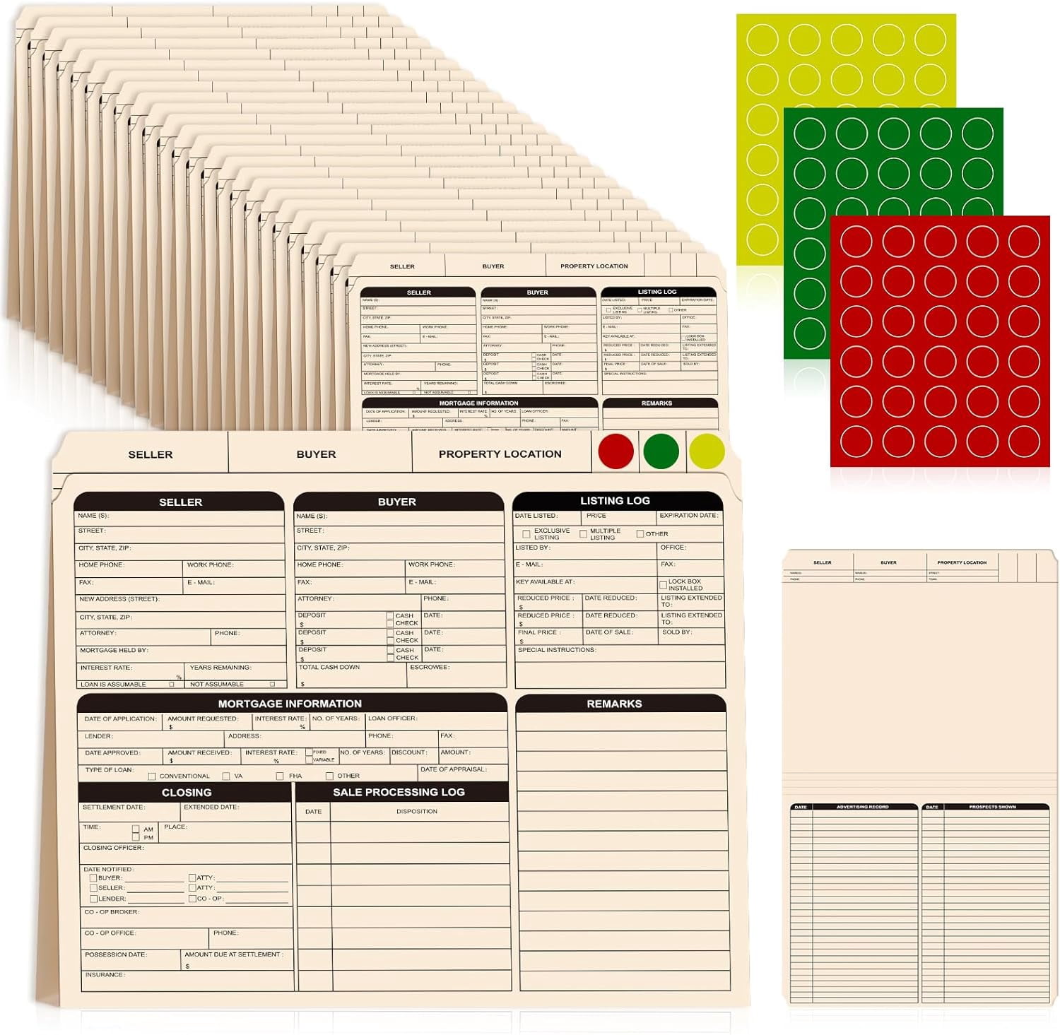25 Pcs Real Estate Listing Folder Pre-Printed List for Real Estate ...