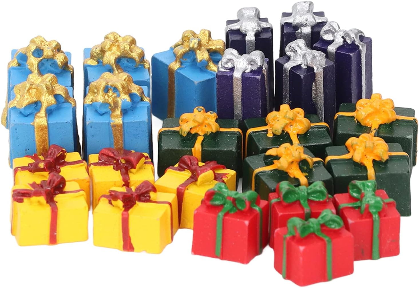 25 Pcs Resin Christmas Packages Figurine Set Christmas Tree Small Gift ...