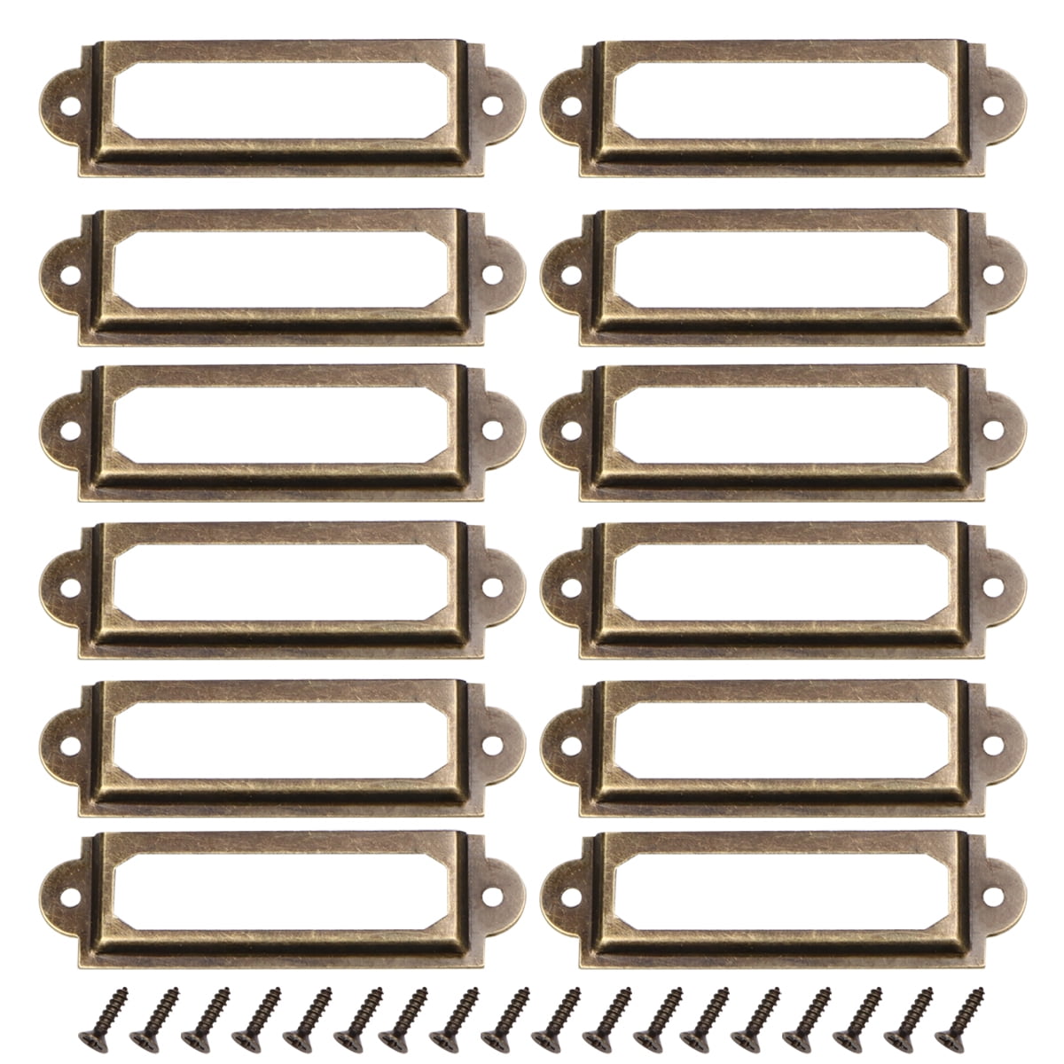 25 Pcs Dark Brown Iron Sheet Label Holder for Drawer Use Vintage Style ...