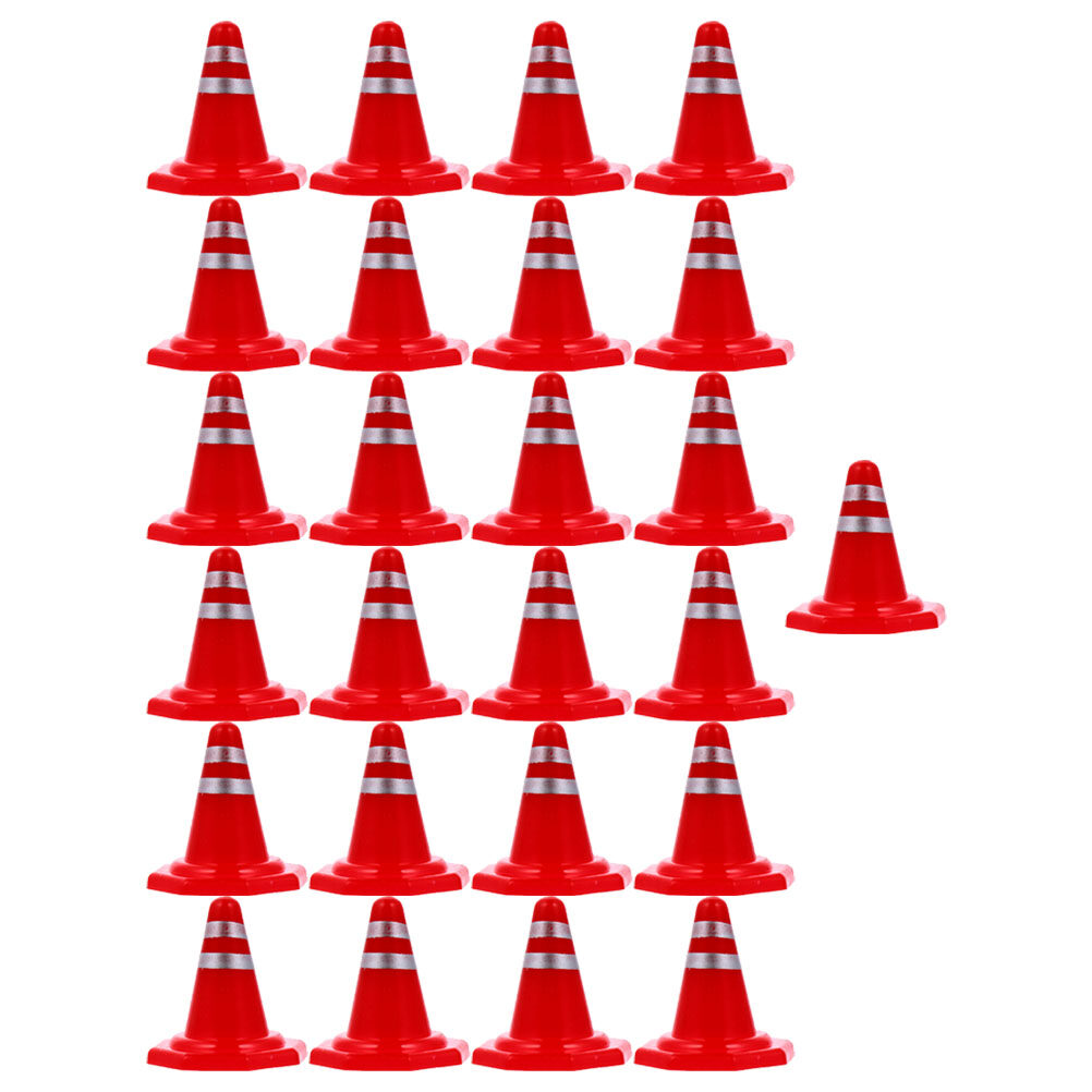 25 Pcs Sandbox Barricades Mini Construction Signs Cones Tape Rolled Red ...