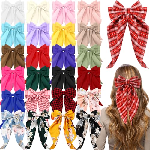 25 Pcs Satin Hair Bows Bulk Silky Big Hair Bows for Women Oversized ...