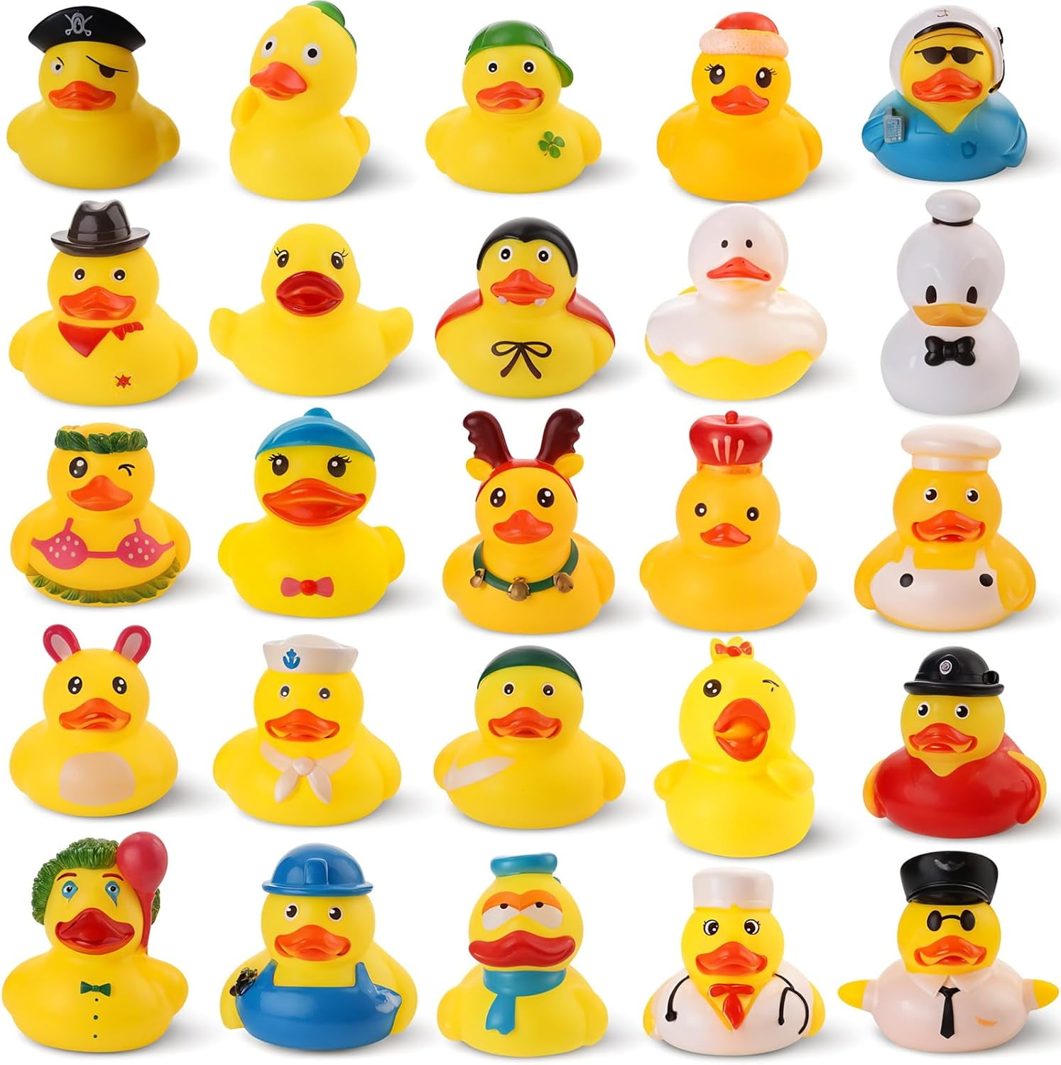 25 Pcs Summer Rubber Ducks for Kids, Assorted Small Rubber Duck in Bulk ...