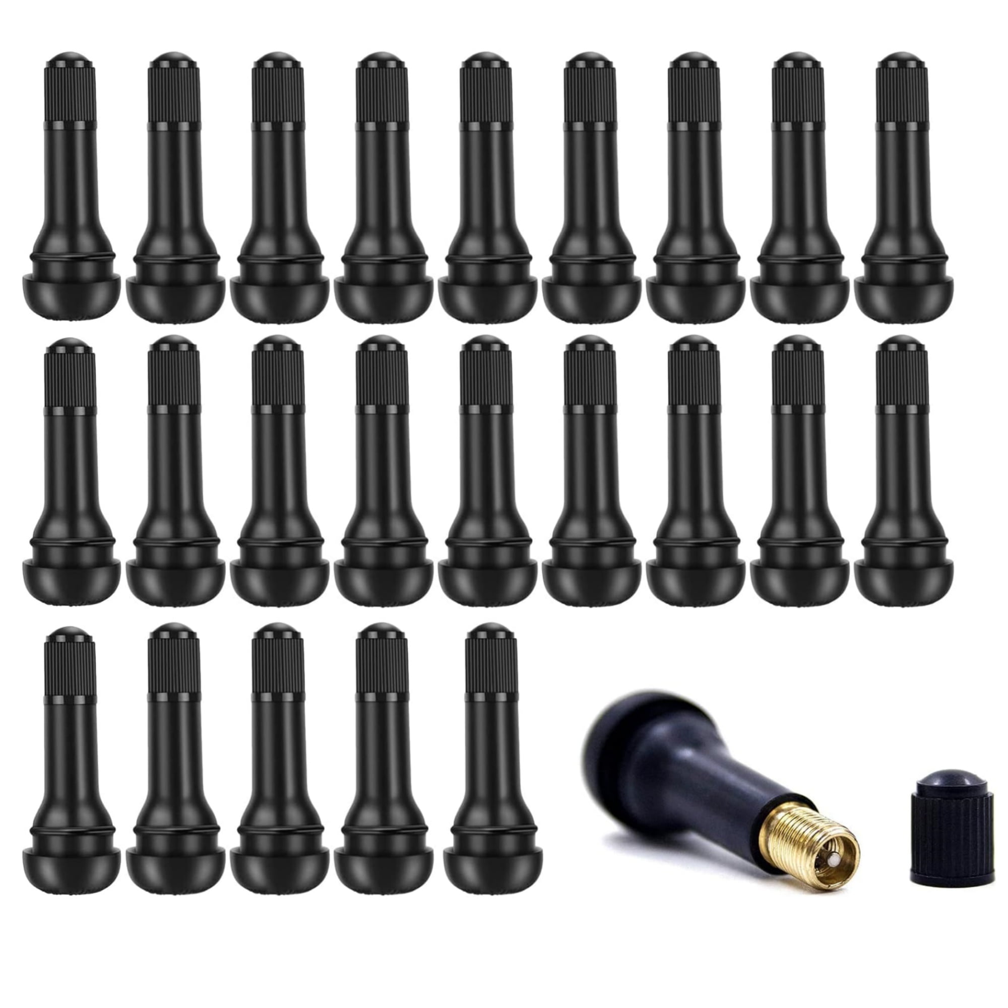 25 Pcs TR414 Tire Valve Stem, Kvago Rubber Snap-in Valve Stems ...