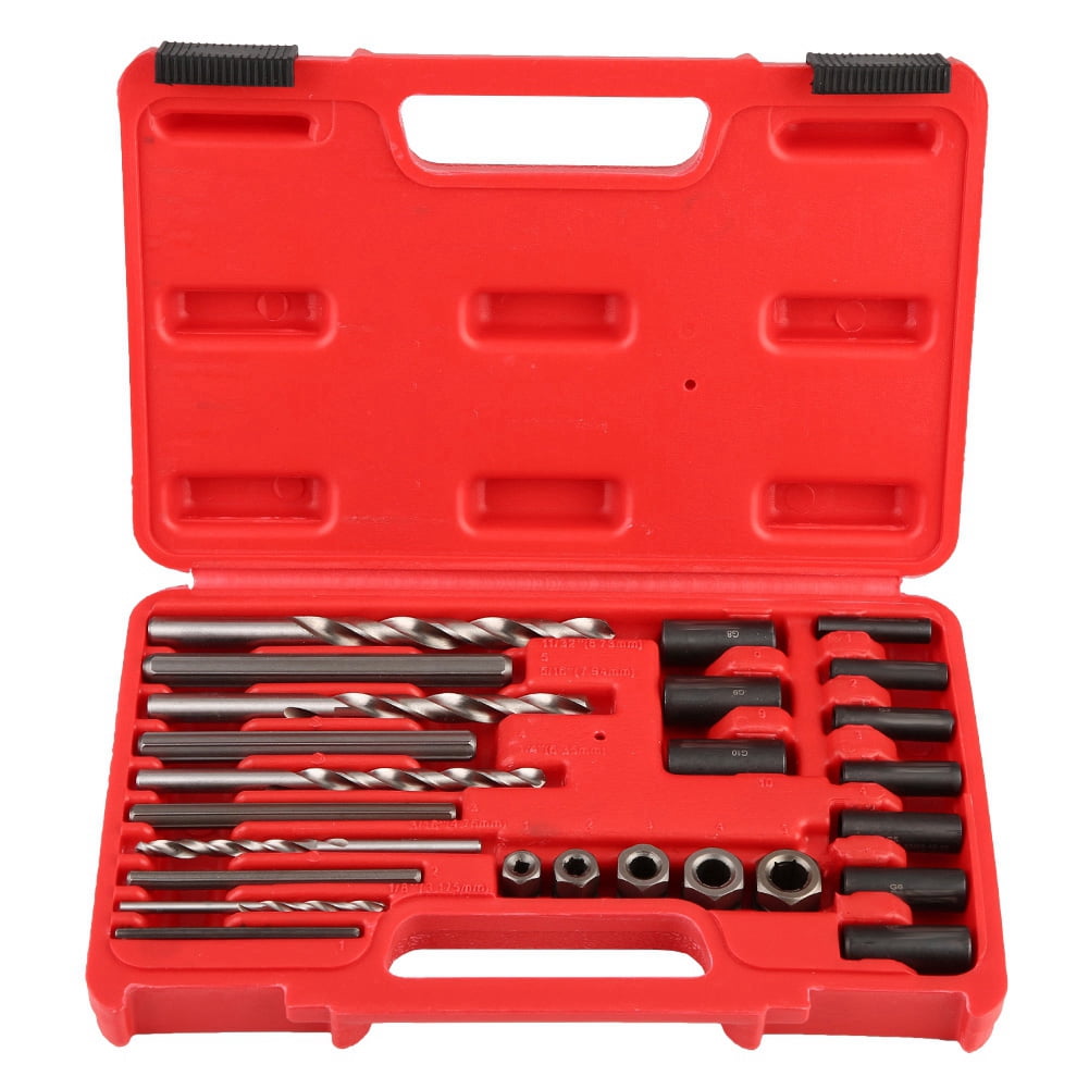 25 Pcs Thread Repair Extractor Easy Out Drill& Guide Tool Kit Set ...