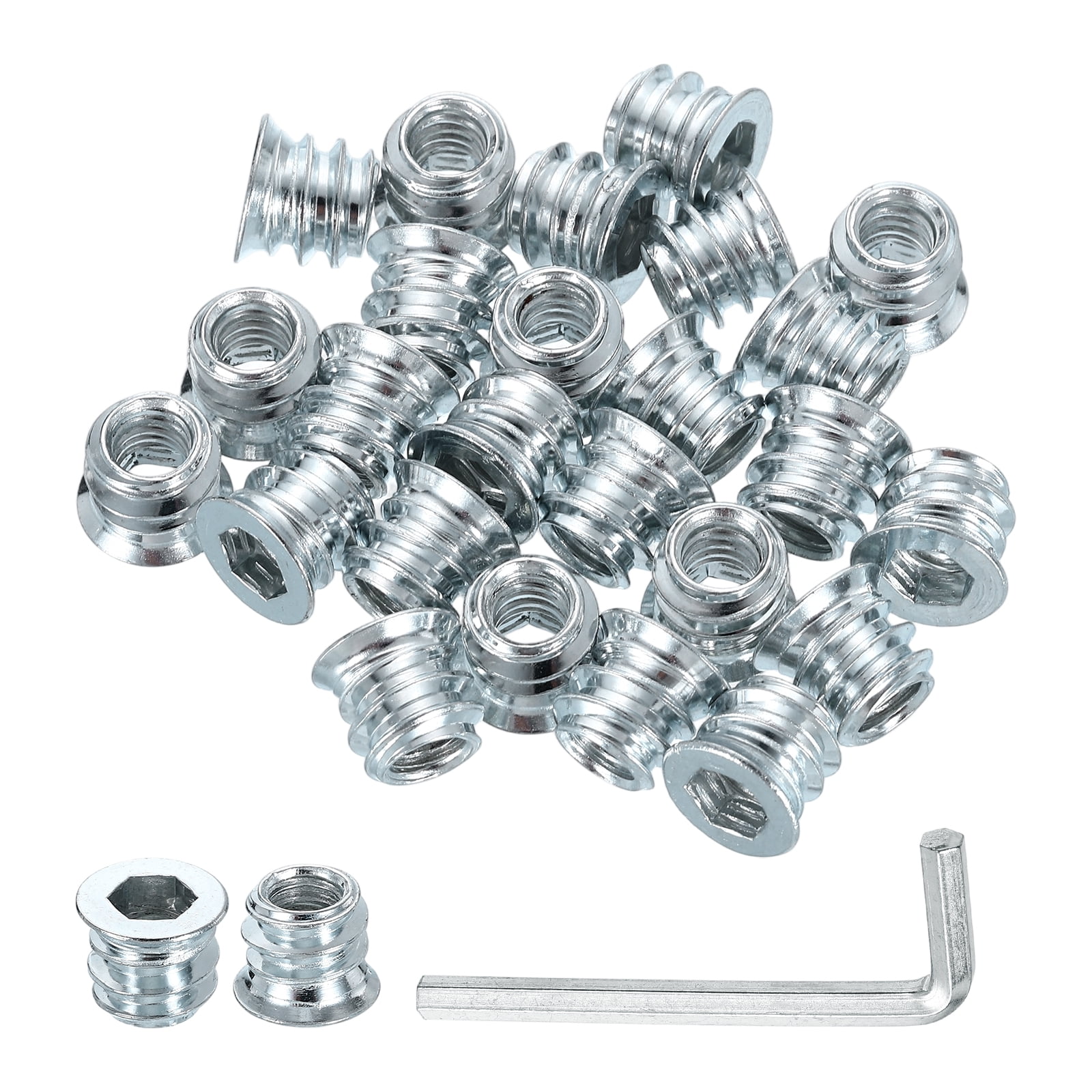25 Pcs Threaded Insert for Wood, 1/4 - 20 Threaded Studs 10mm Length ...