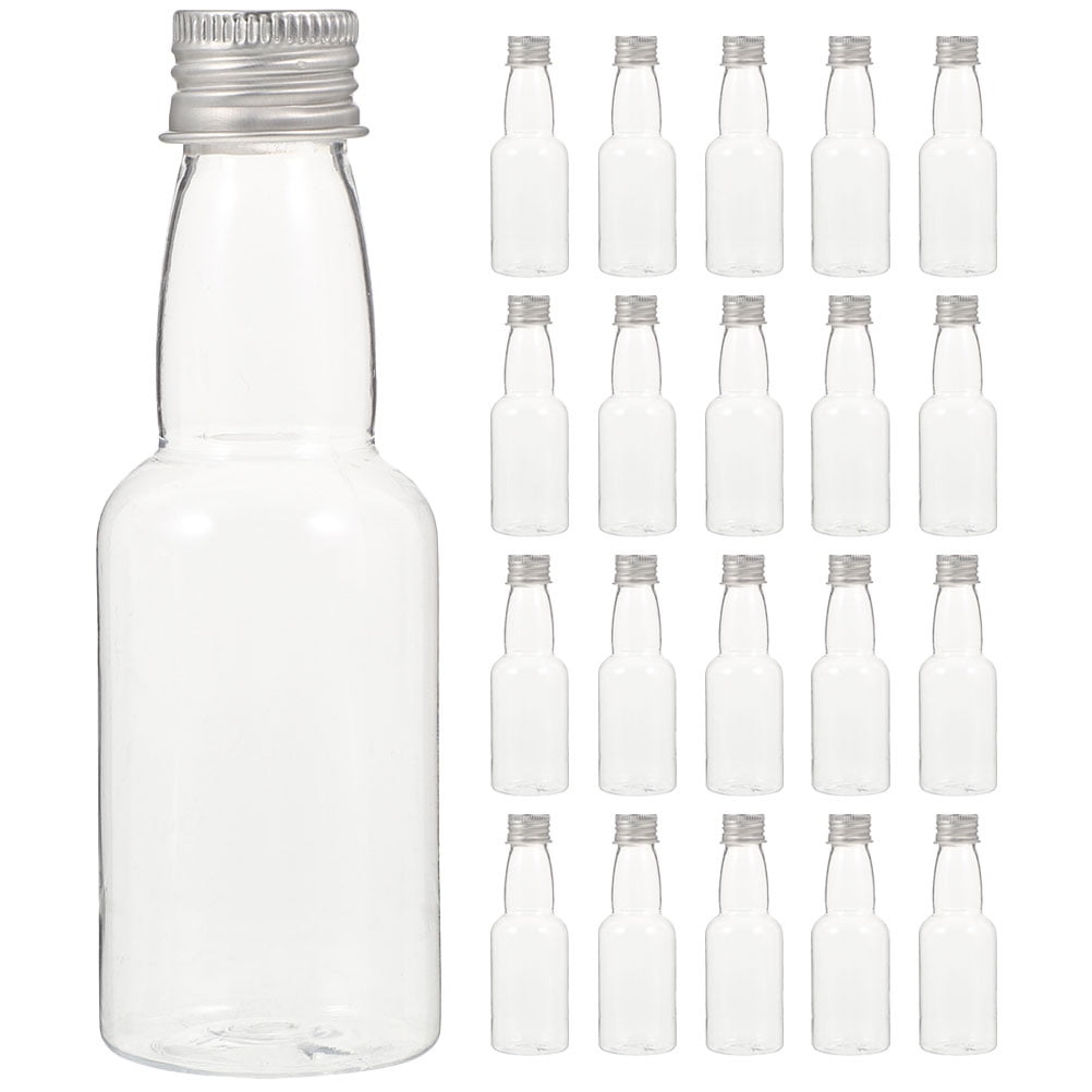 Raindrops Juice Bottles Silver Transparent Flat Bottom 25Pack 4.3X1.4X1 ...