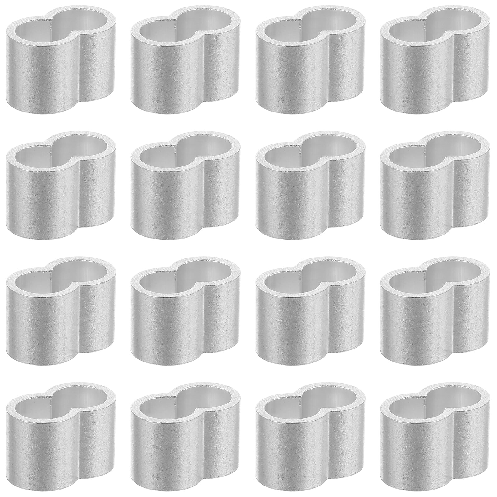 25 Pcs Wire Cable Clamps Crimp Sleeves Crimped Aluminum Buckle Silver ...