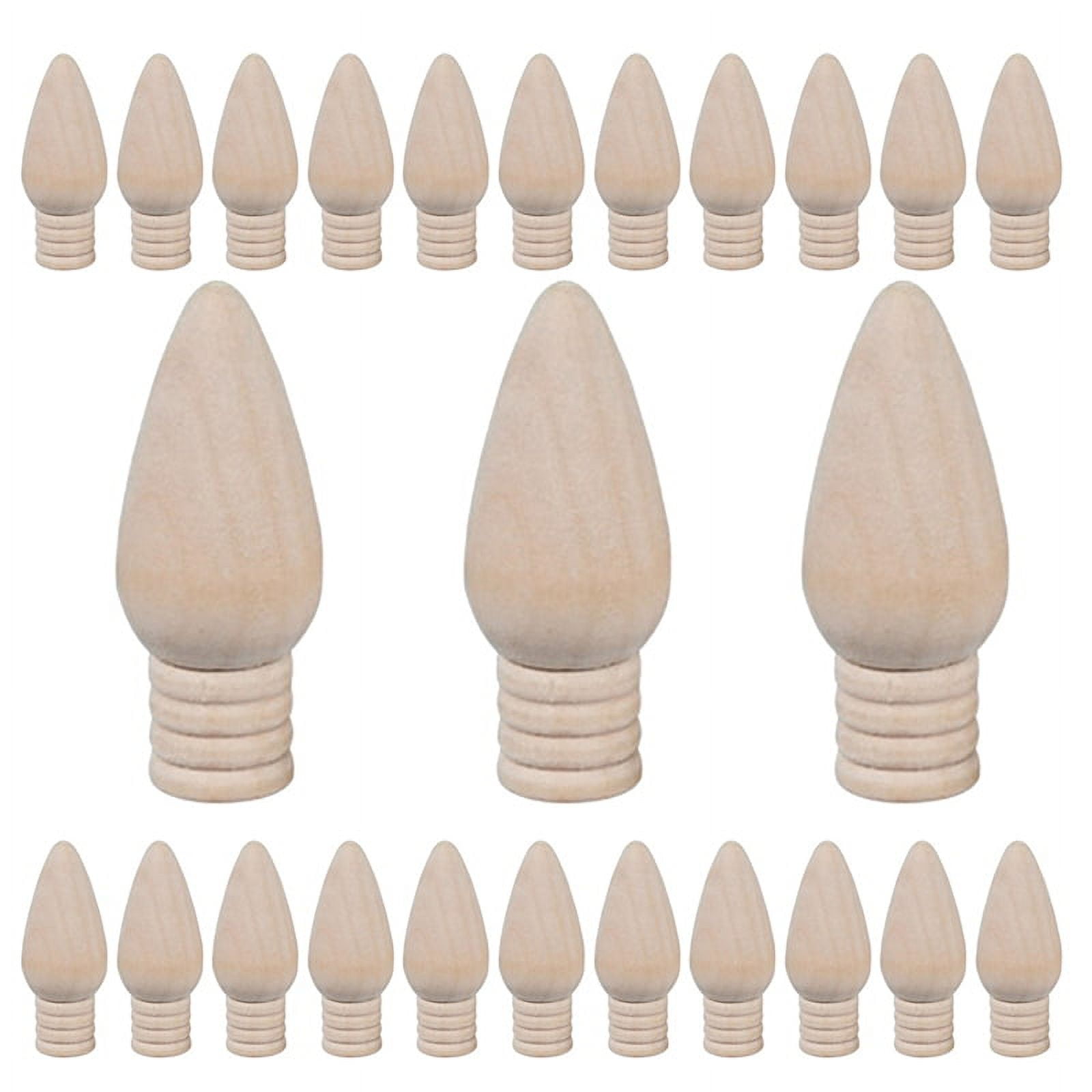 25 Pcs Wooden Christmas Light Bulb Unfinished Wood Ornaments for Crafts ...