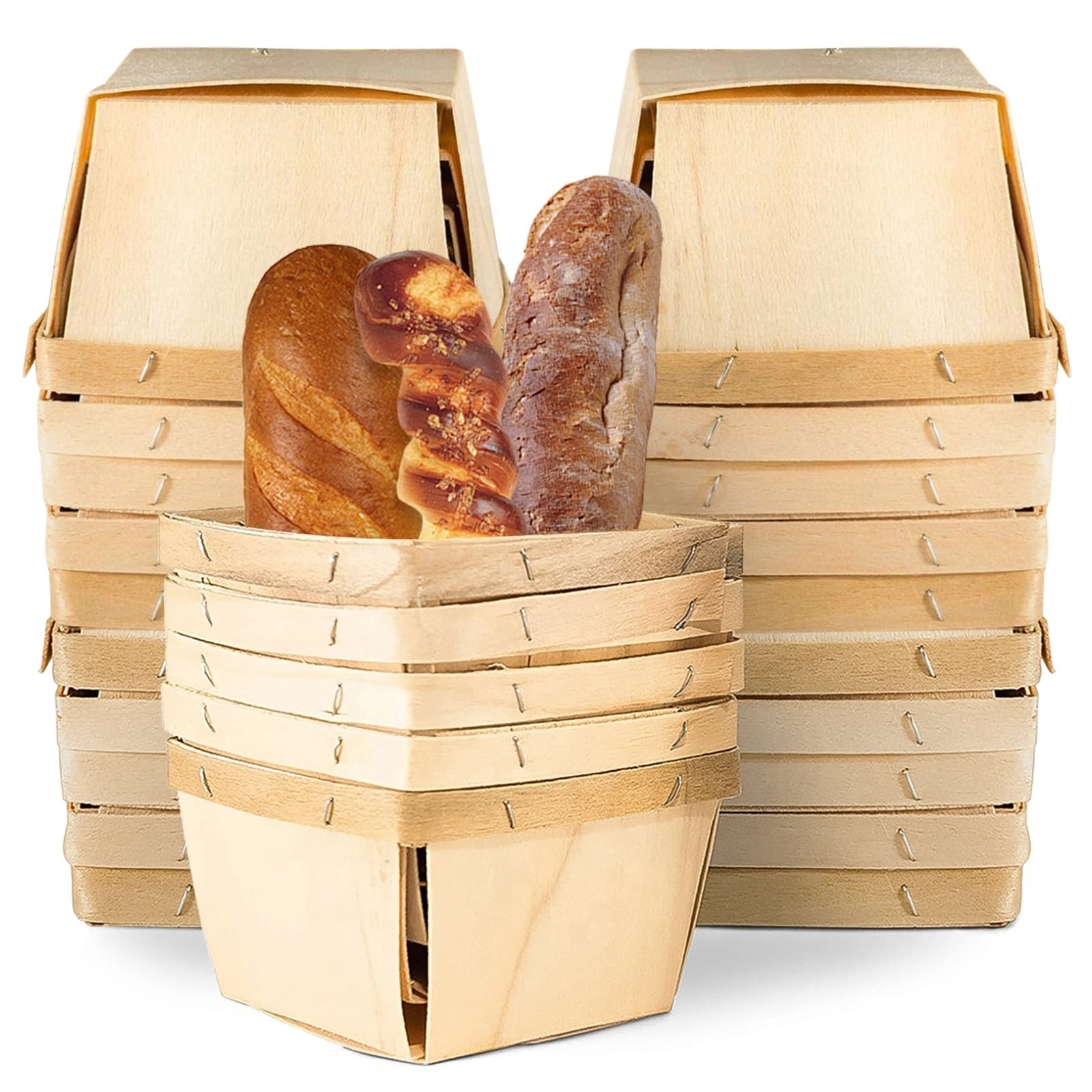25 Pcs Wooden Fruit Containers, Natural Wood Blueberry Boxes ...