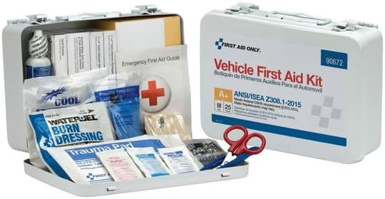 25 Person 114 Pieces Vehicle First Aid Kit Metal Weatherproof Case Anti ...