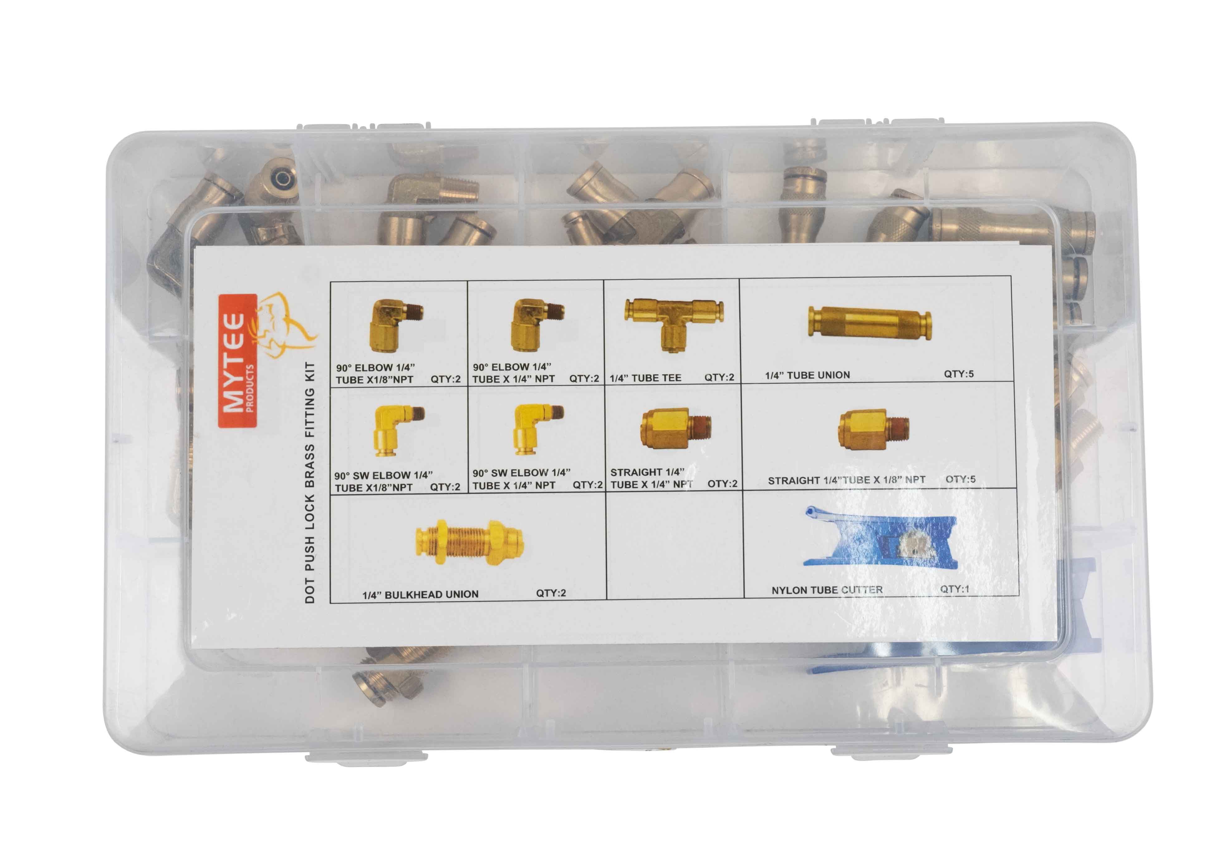 25 Piece (1/4'') D.O.T Air Brake Nylon Tubing Fitting Assortment Kit ...