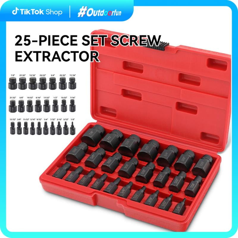 25-Piece Broken Bolt Extractor Set – Industrial-Grade Spline Tool Kit ...