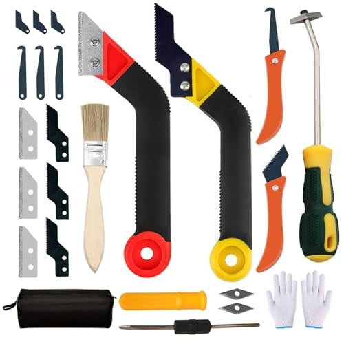 25-Piece Grout Removal Tool Kit - 3 Tile Grout Saws, Grouting/Cleaning ...