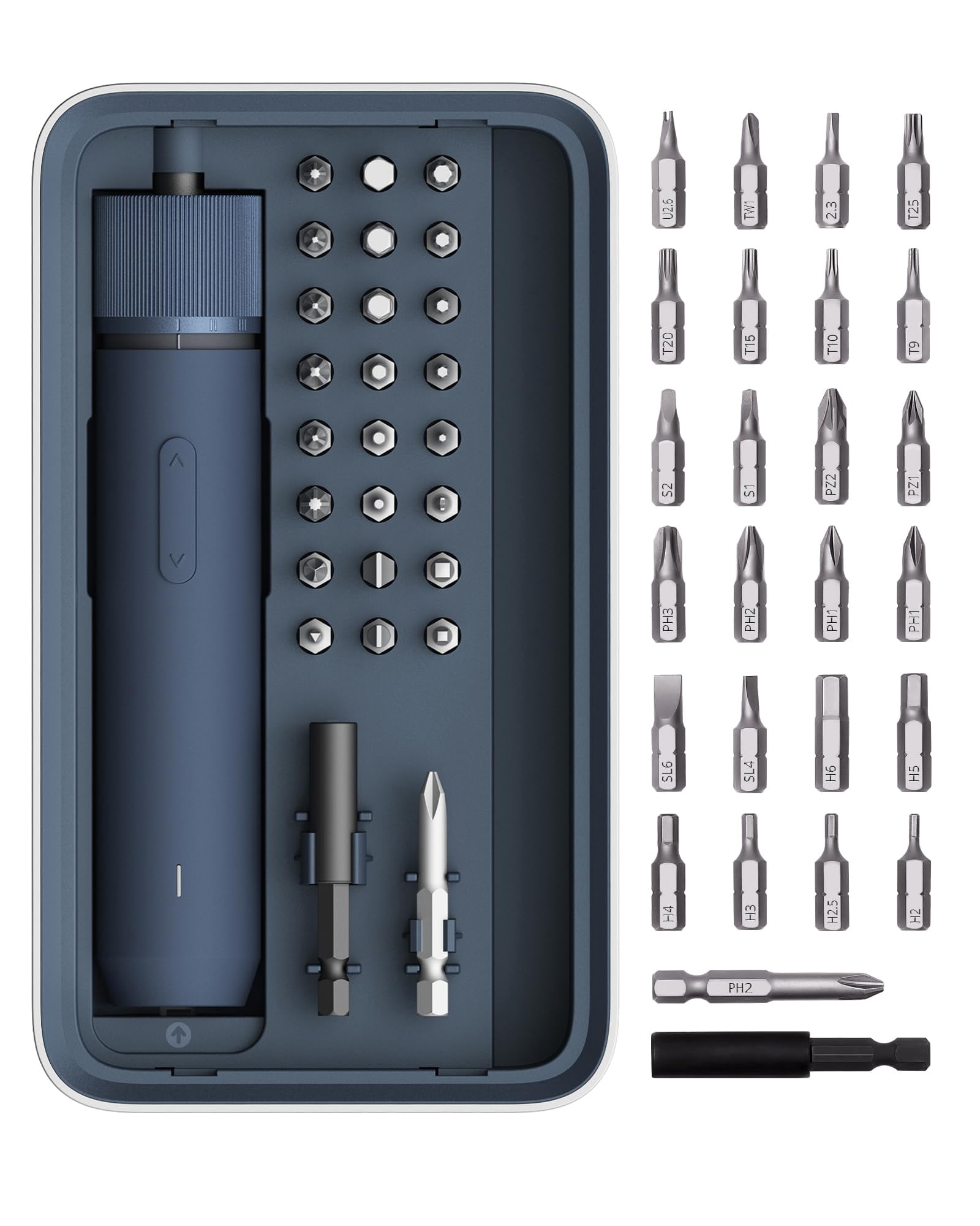 25-Piece Rechargeable Cordless Electric Screwdriver Kit with LED Light ...