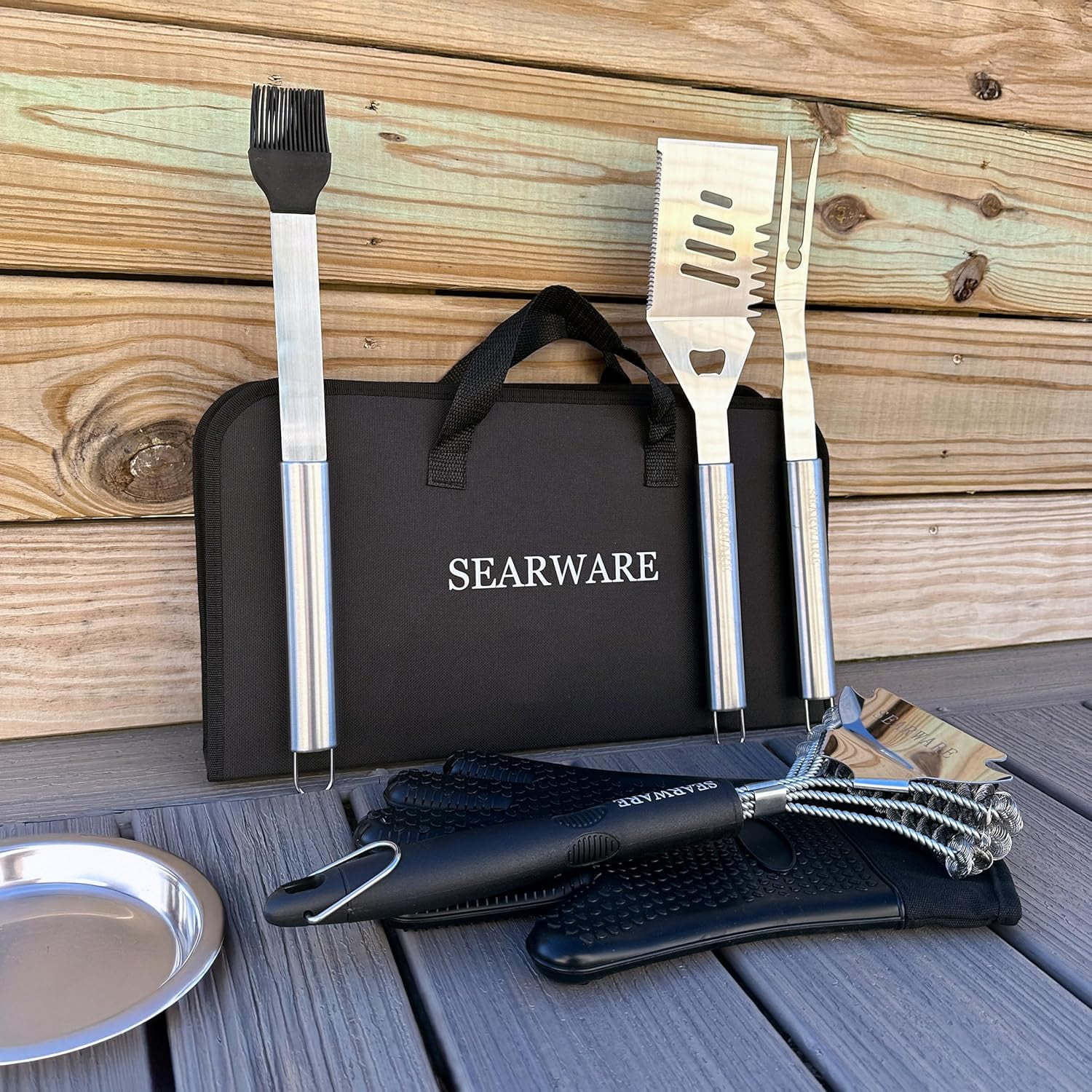 Barbecue Grill Tool Set - Stainless Steel Heat Resistant Gloves ...