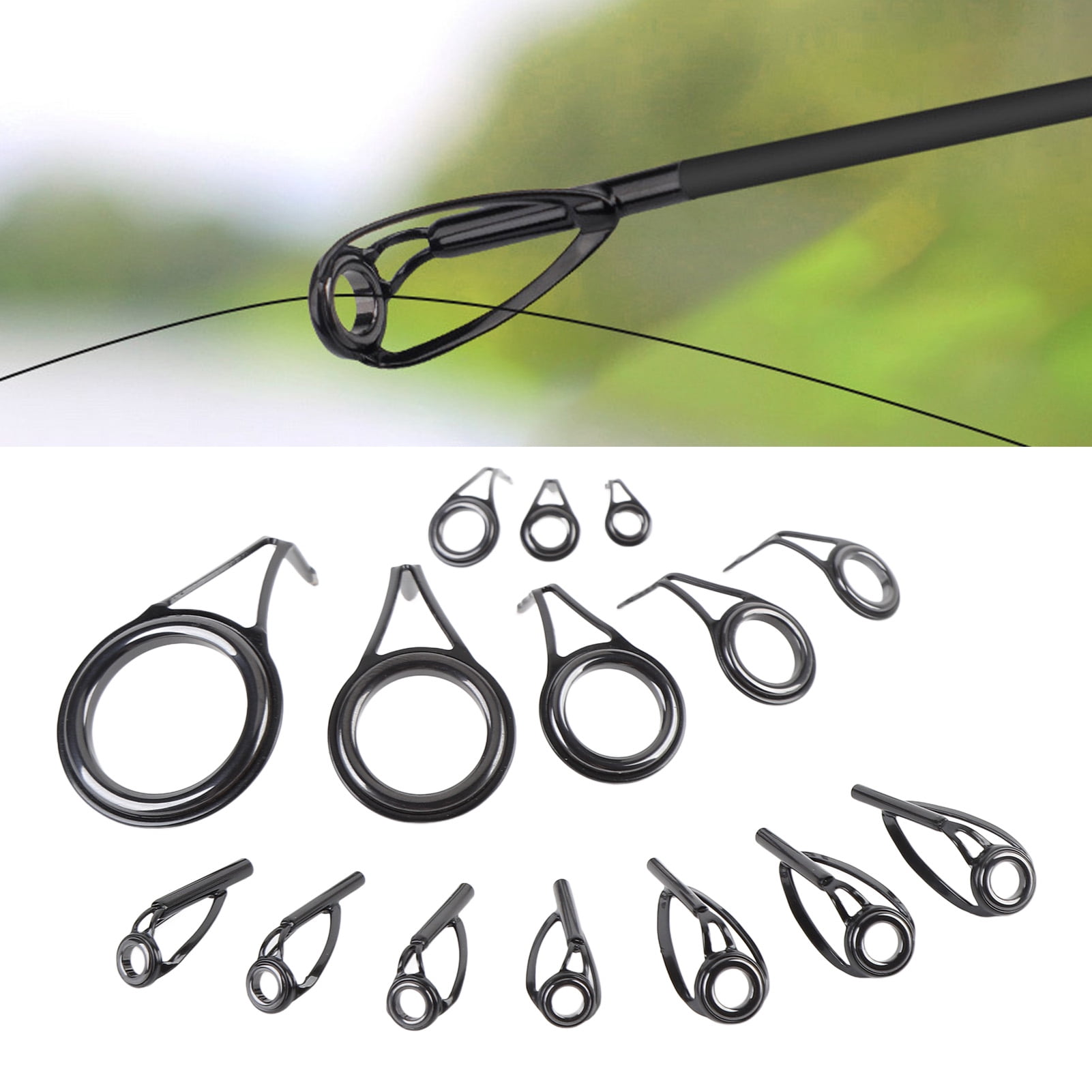 25-Piece Stainless Steel Ceramic Fishing Rod Tip Guide Repair Kit with ...
