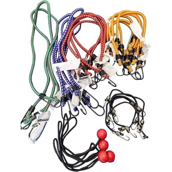 Everest 25 Piece of Bungee Cord Straps Assortment Variety Multi-Purpose ...