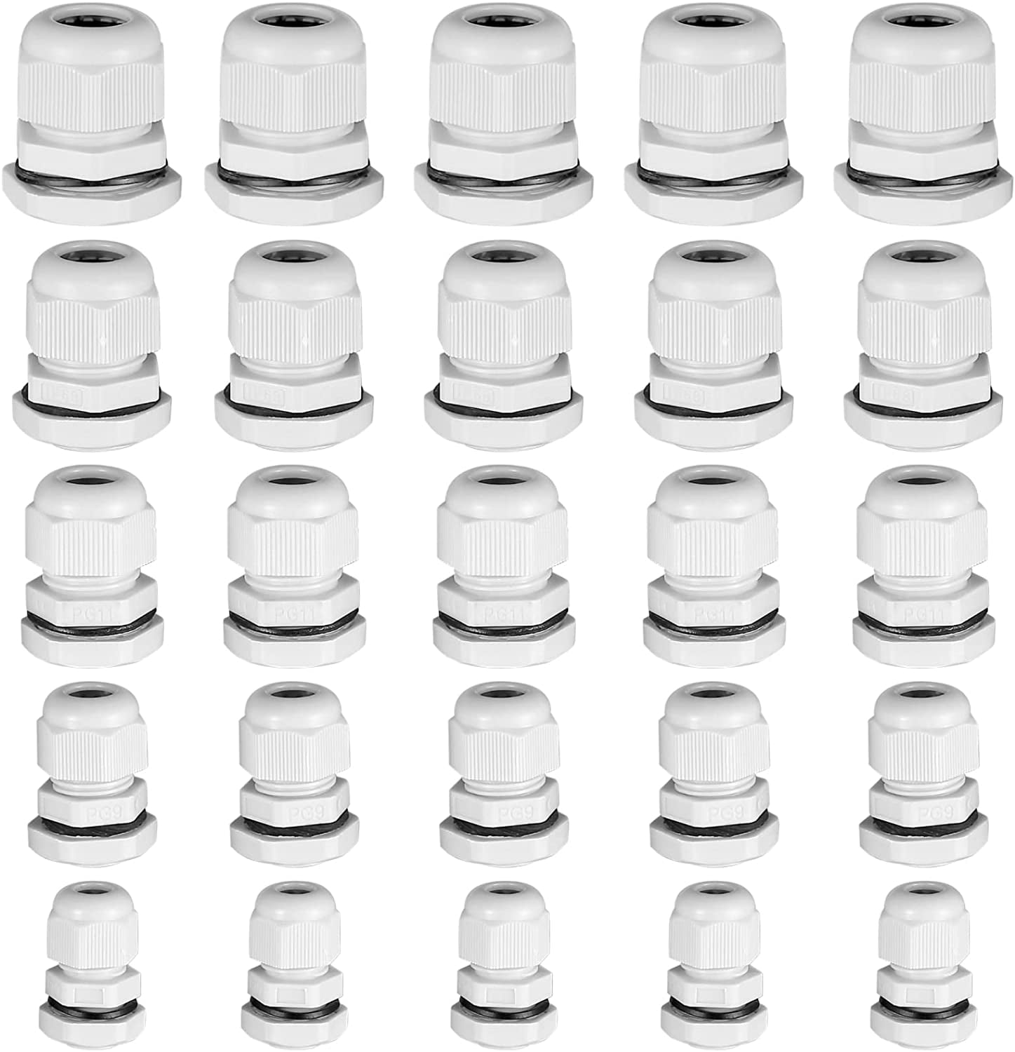 25 Pieces Cable Glands, Nylon Cable Glands, Waterproof Cable Connectors ...