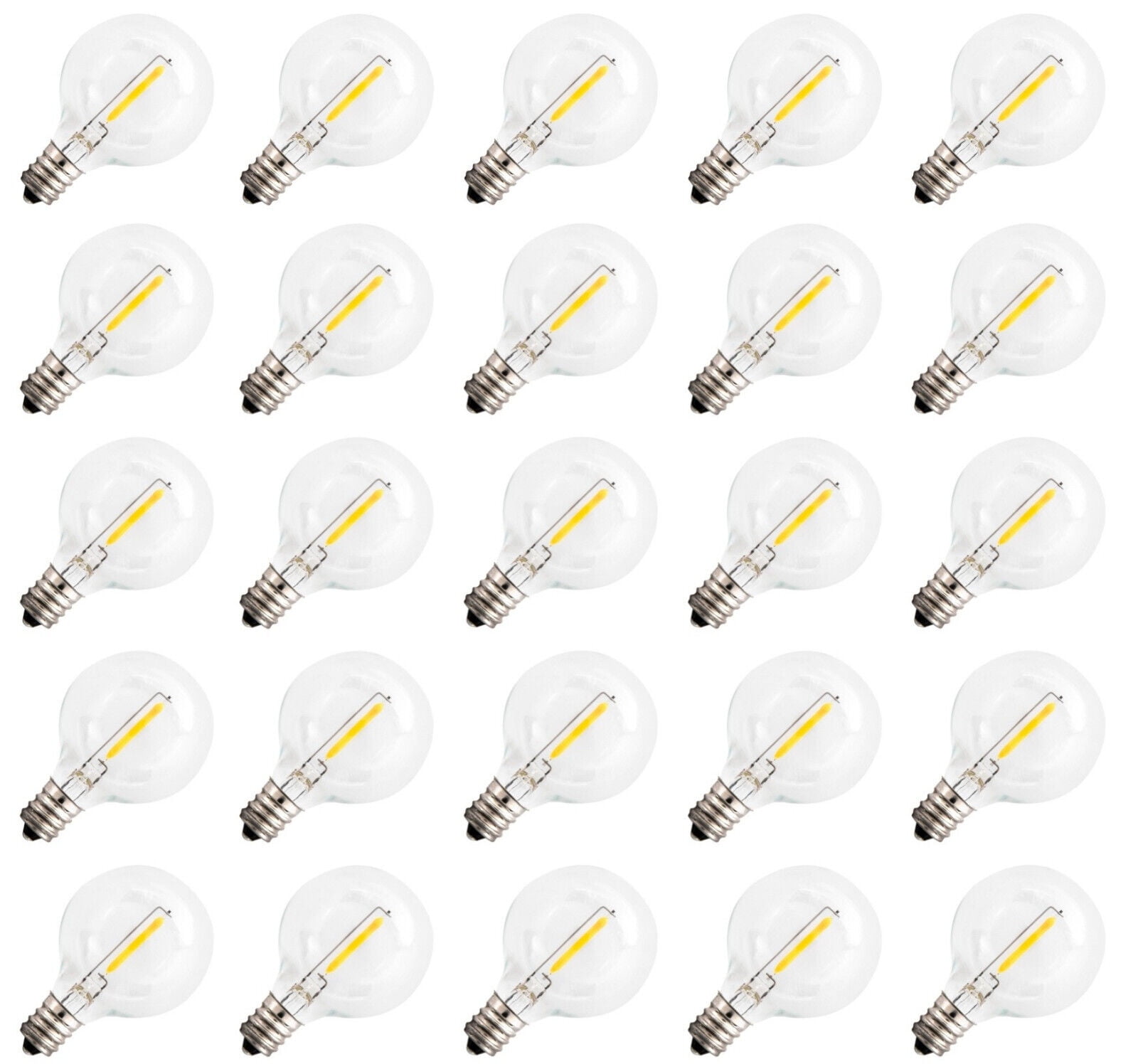 25 Pieces Clear LED Globe G40 Replacement Bulbs for Outdoor String ...