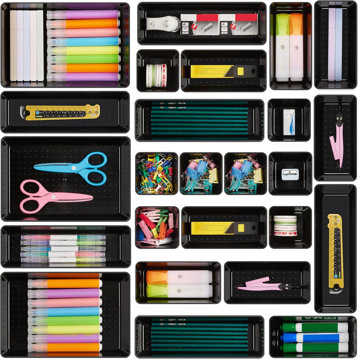 25 Pieces Clear Plastic Drawer Organizer Set, 4 Sizes Multi-Purpose ...