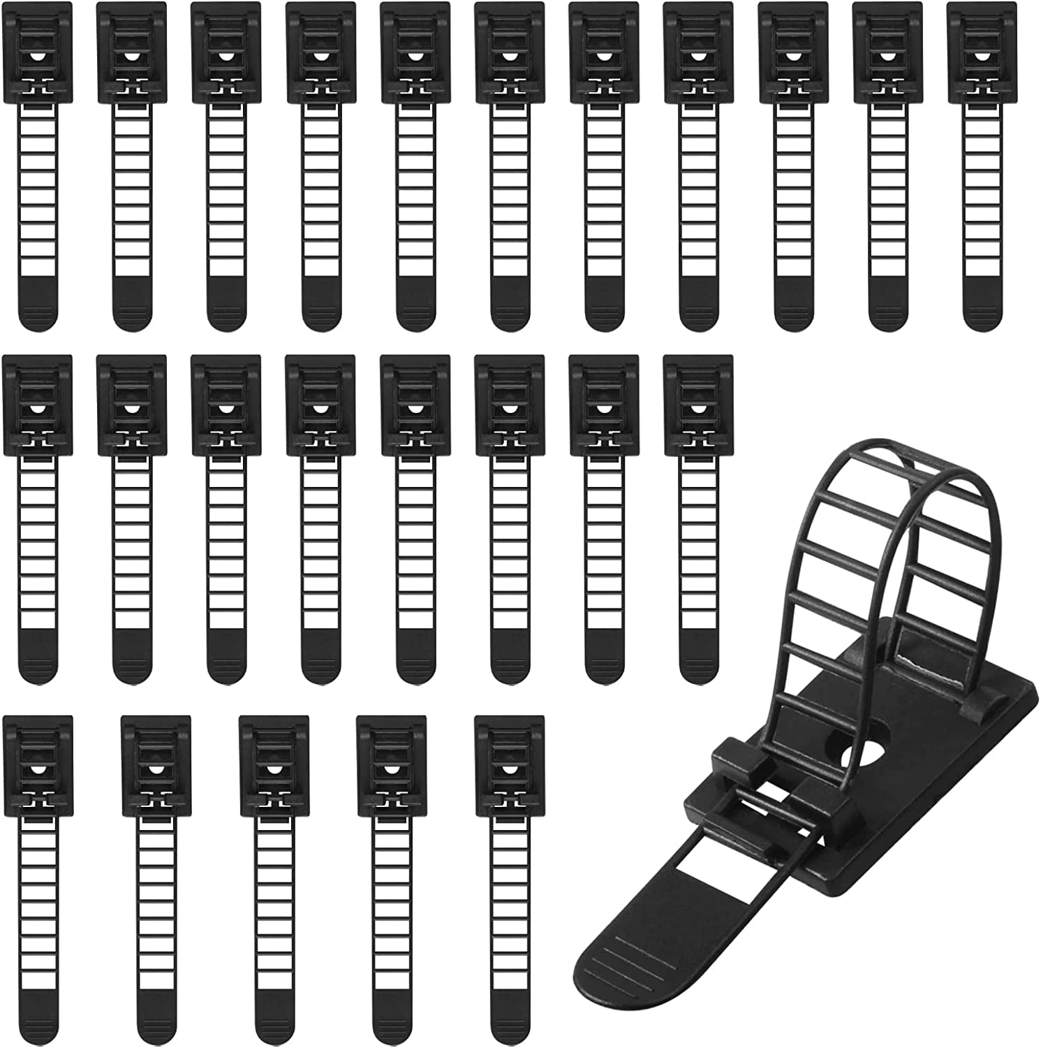 25 Pieces Desk Wire Organizer Adjustable Adhesive Cable Ties Cable ...