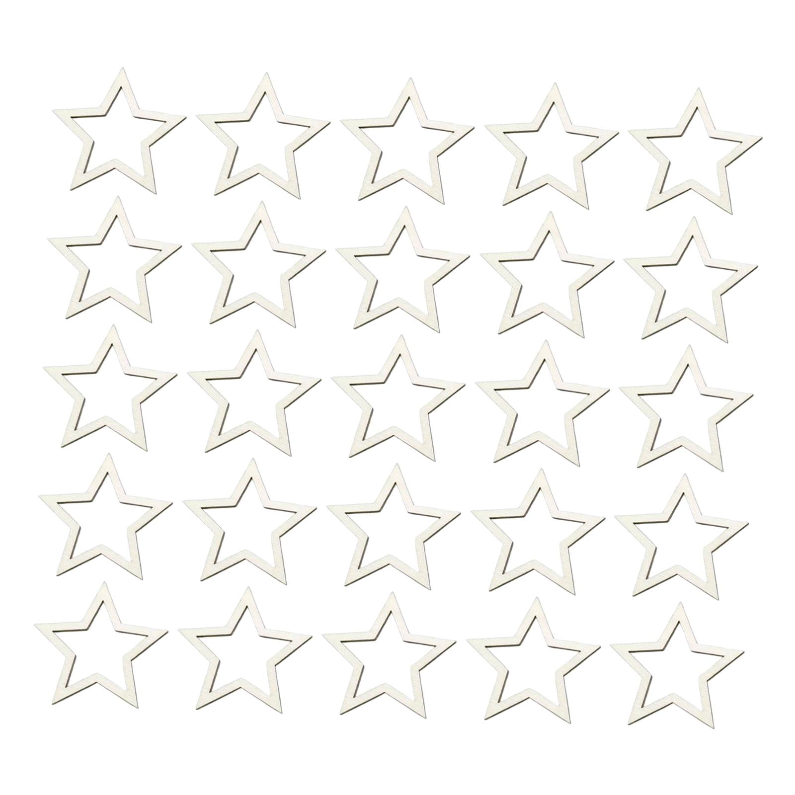 25 Pieces Hollow Star Hanging Signs Wooden Embellishment Material for ...