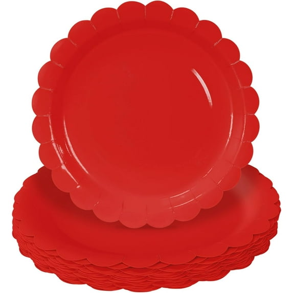 25 Pieces Light Blue Paper Plates 7 Inch Baby Blue Scalloped Plates ...