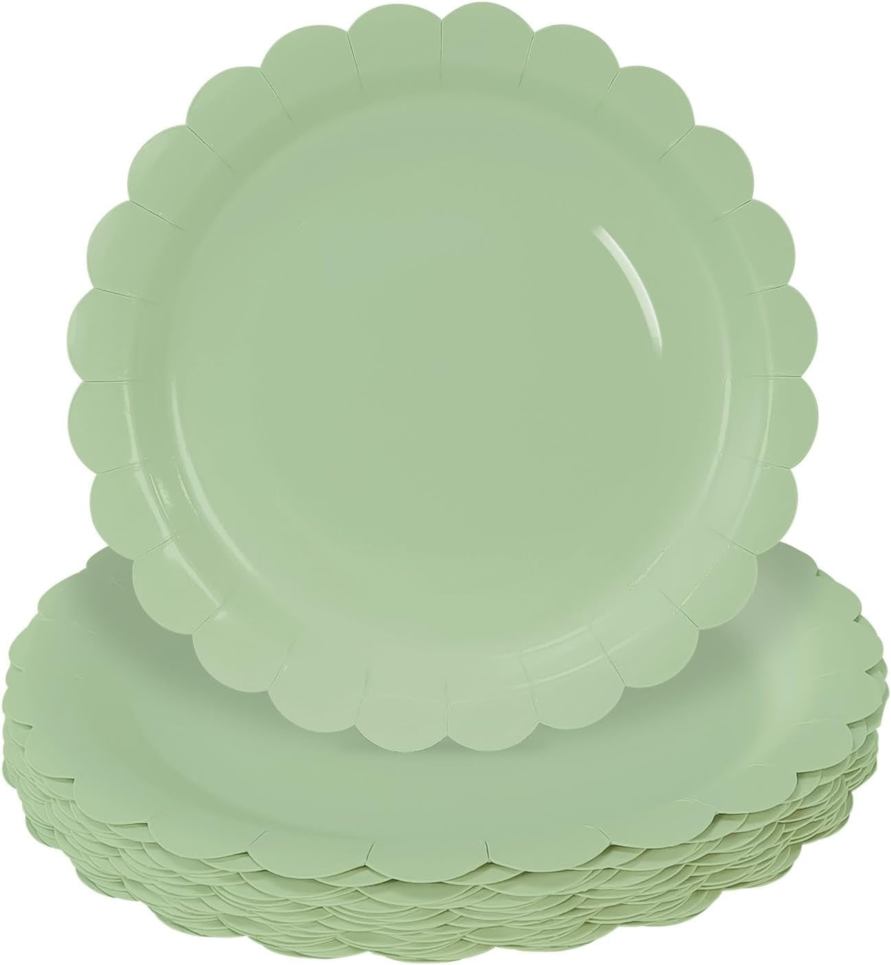 25 Pieces Light Blue Paper Plates 7 Inch Baby Blue Scalloped Plates ...