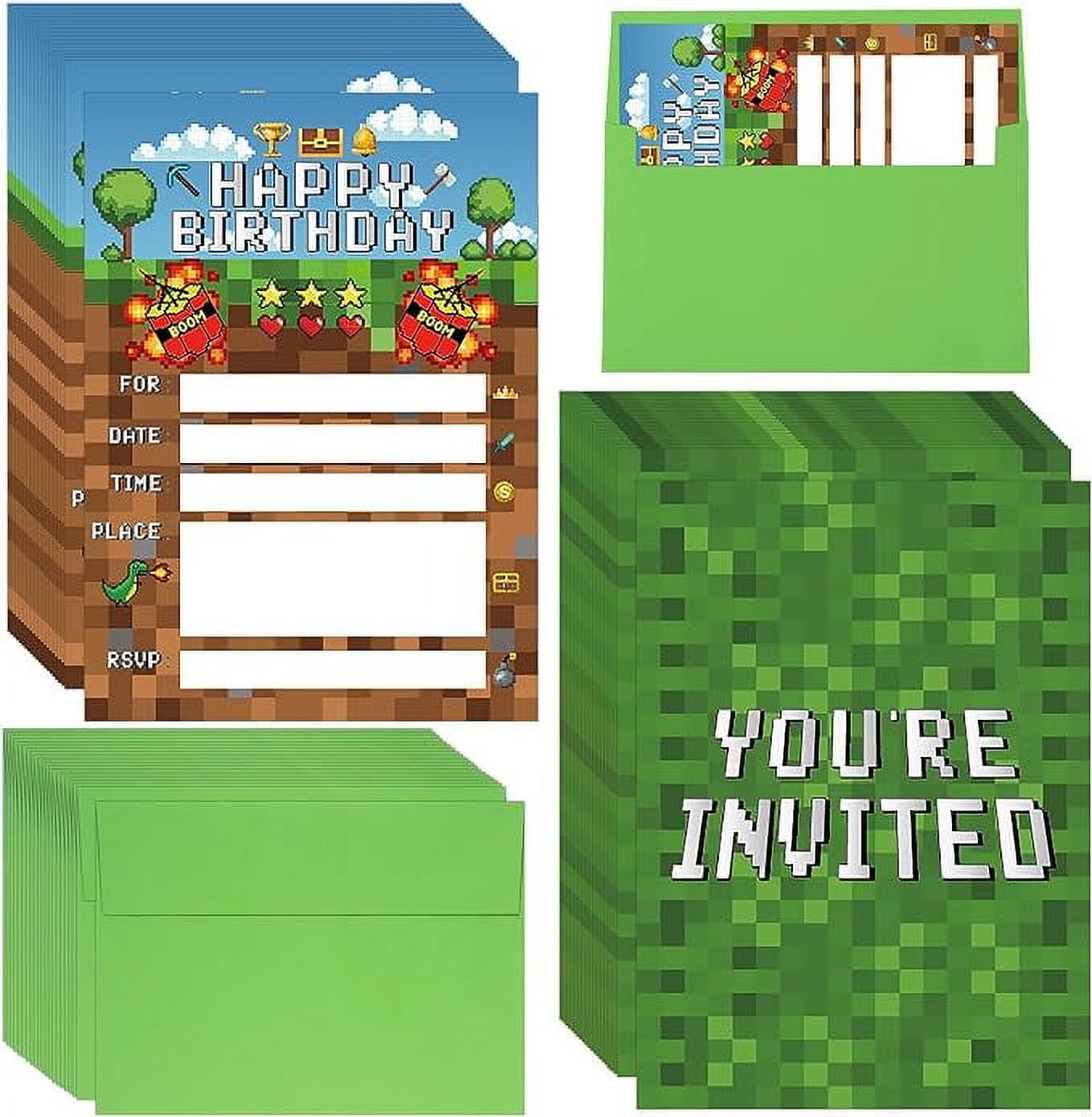 25 Pieces Pixel Video Birthday Party Supplies Game Themed Party ...