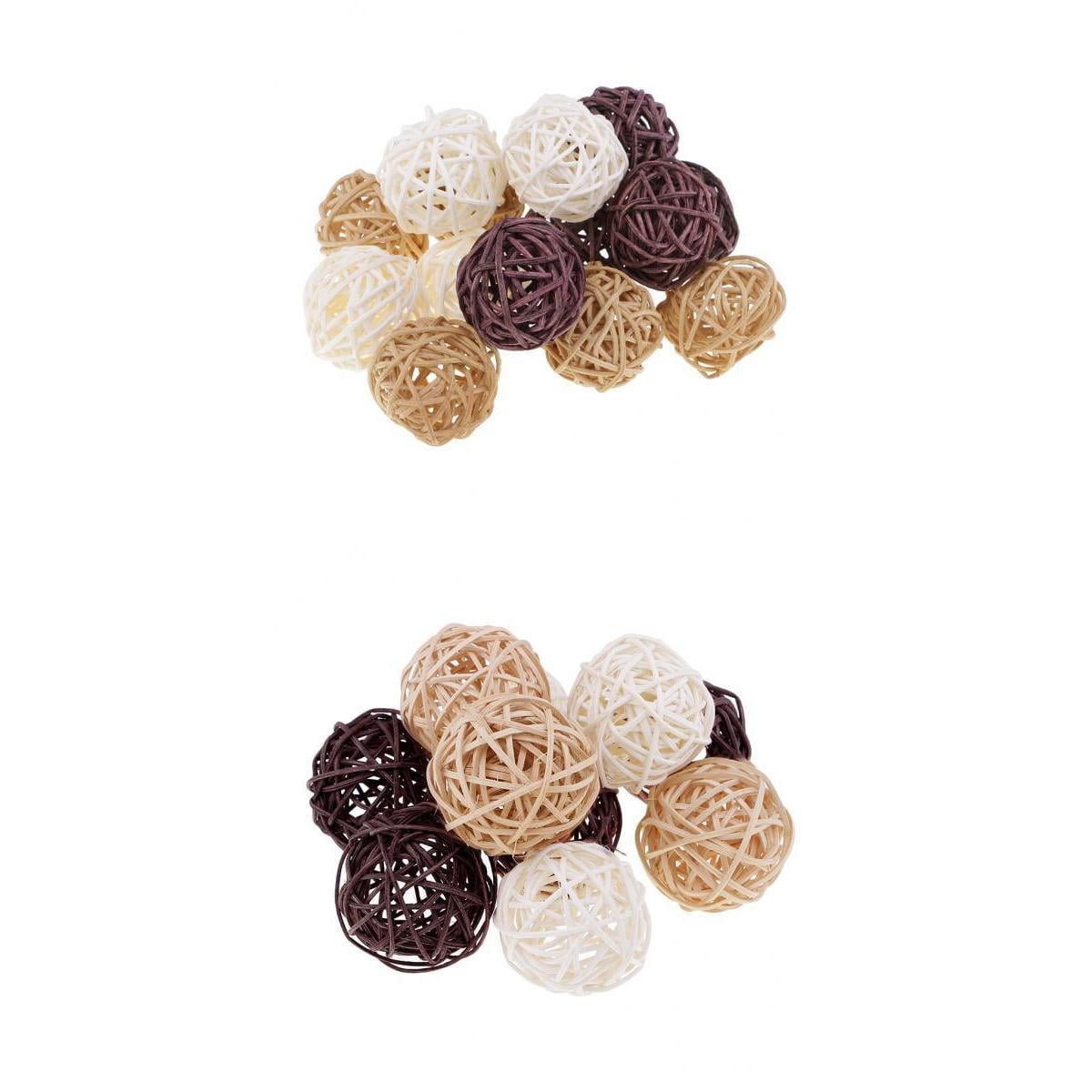 25 Pieces Wicker Rattan Balls Decorative Orbs Vase Fillers for Craft ...