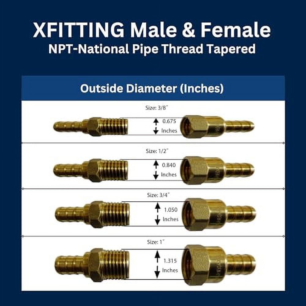 25 Pieces XFITTING 3/8" Pex x 1/2" Male NPT Adapter, 24-4-8=25X (25 Packs) - Walmart.com
