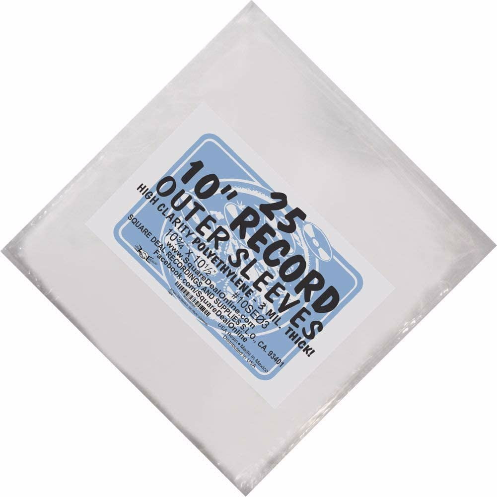 25 Plastic Outer Sleeves for 10" Vinyl Records #10SE03 - High Clarity ...