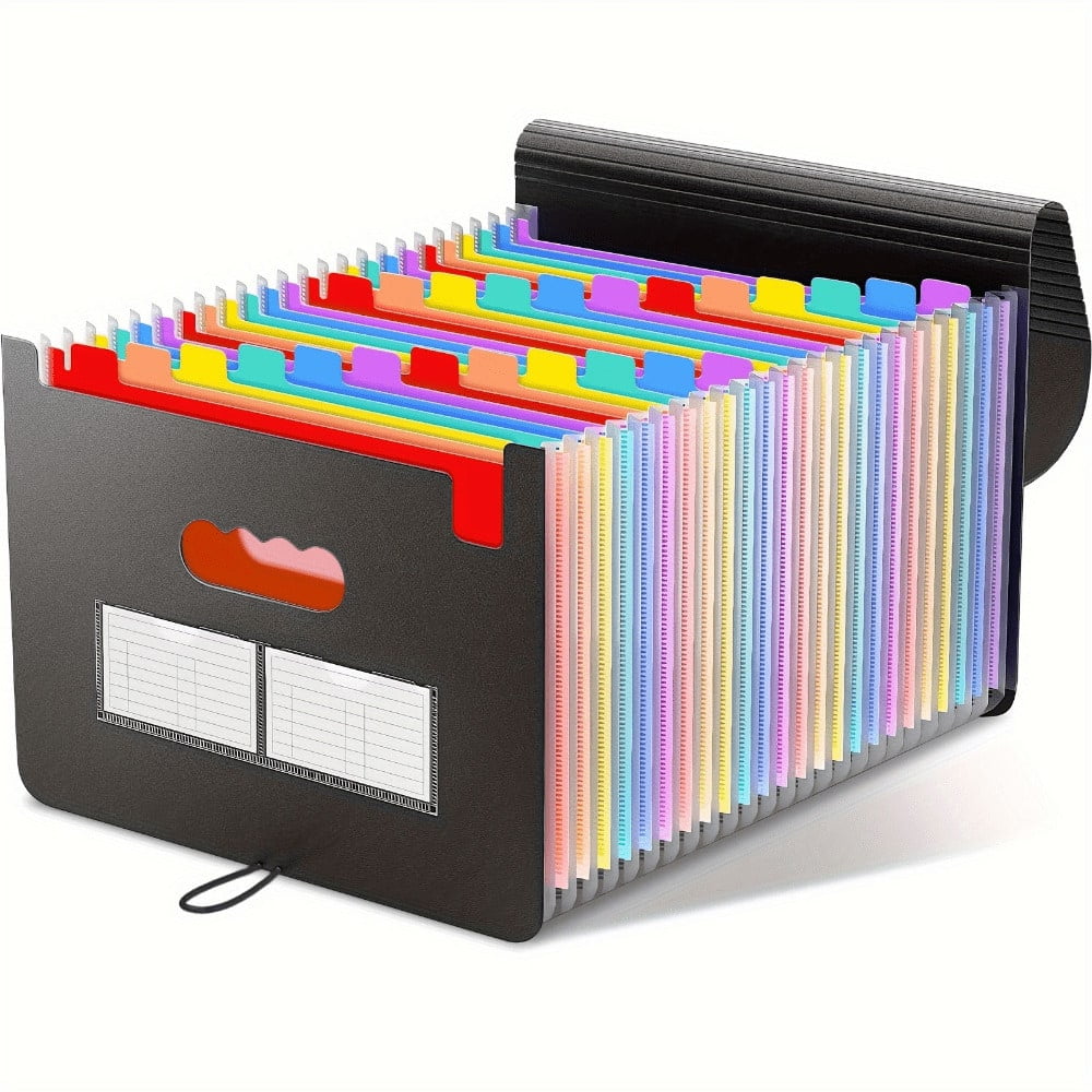 25 Pockets File Folder Organizer, Expandable Plastic Filing Box, Paper ...